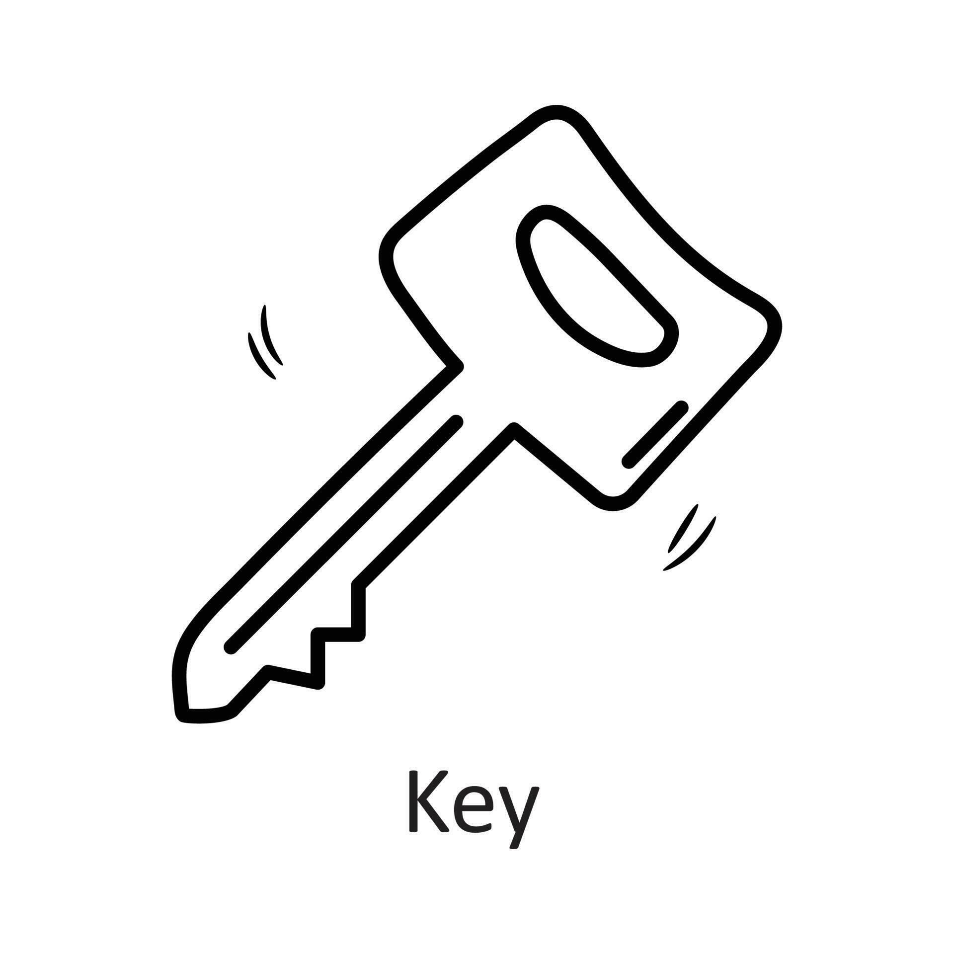 Key Vector Outline Icon Design Illustration Security Symbol On White