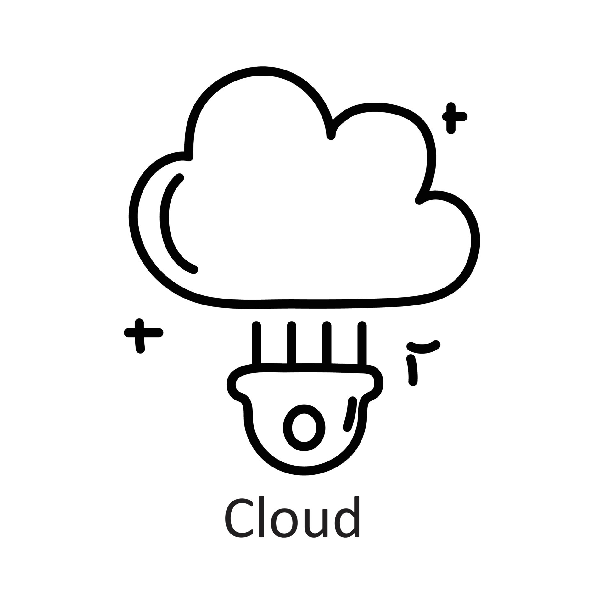 Cloud Vector Outline Icon Design Illustration Communication Symbol On