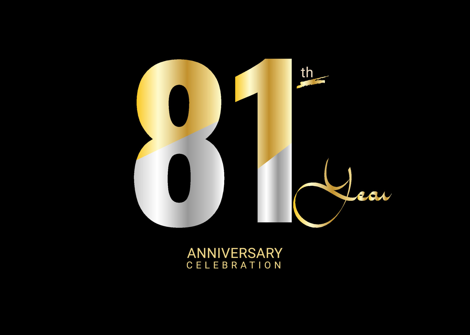 81 Years Anniversary Celebration Gold And Silver Vector Template 81