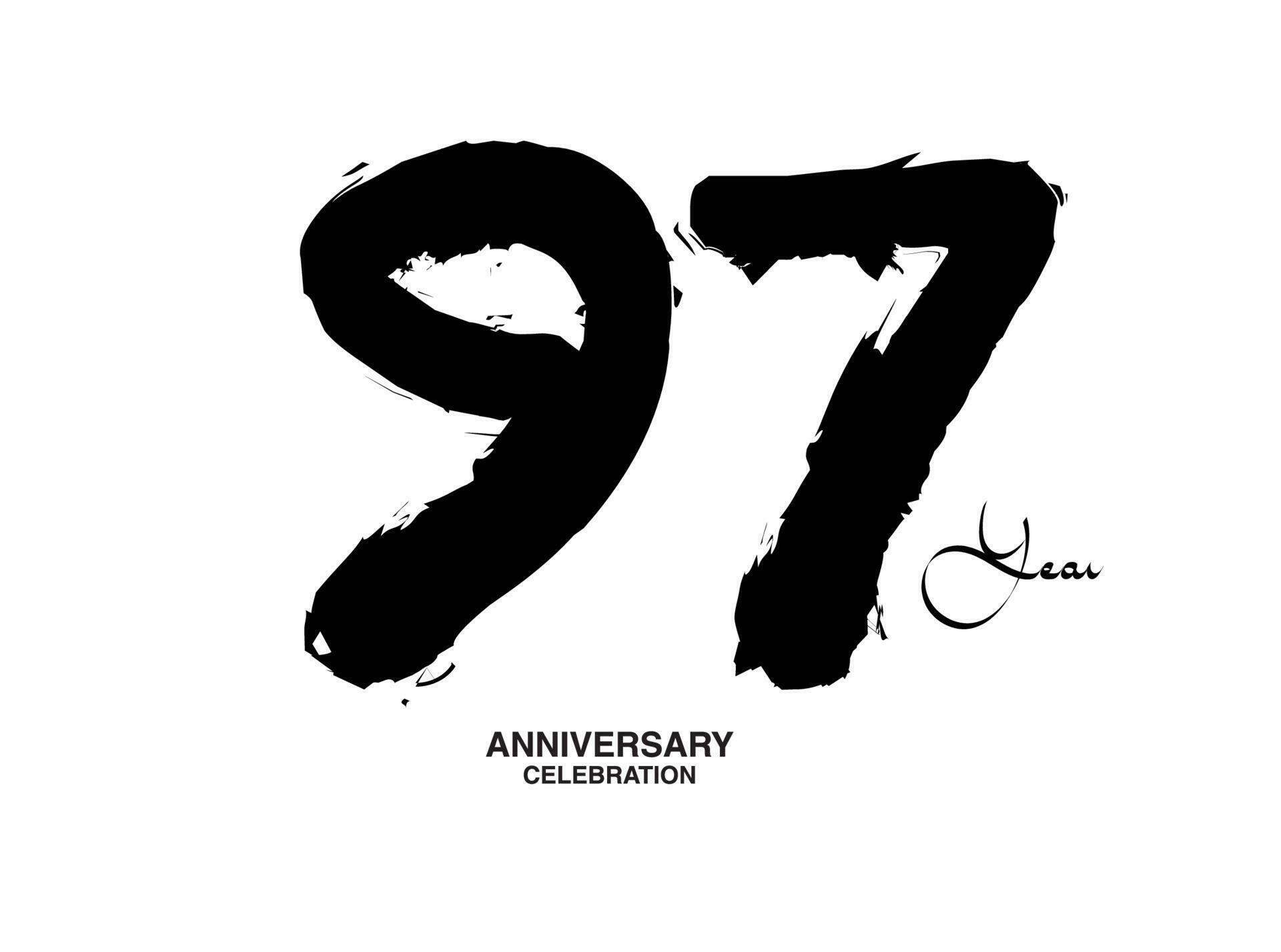 97 años aniversario celebracion vector plantilla, 97 número logo diseño, 97º cumpleaños, negro ...