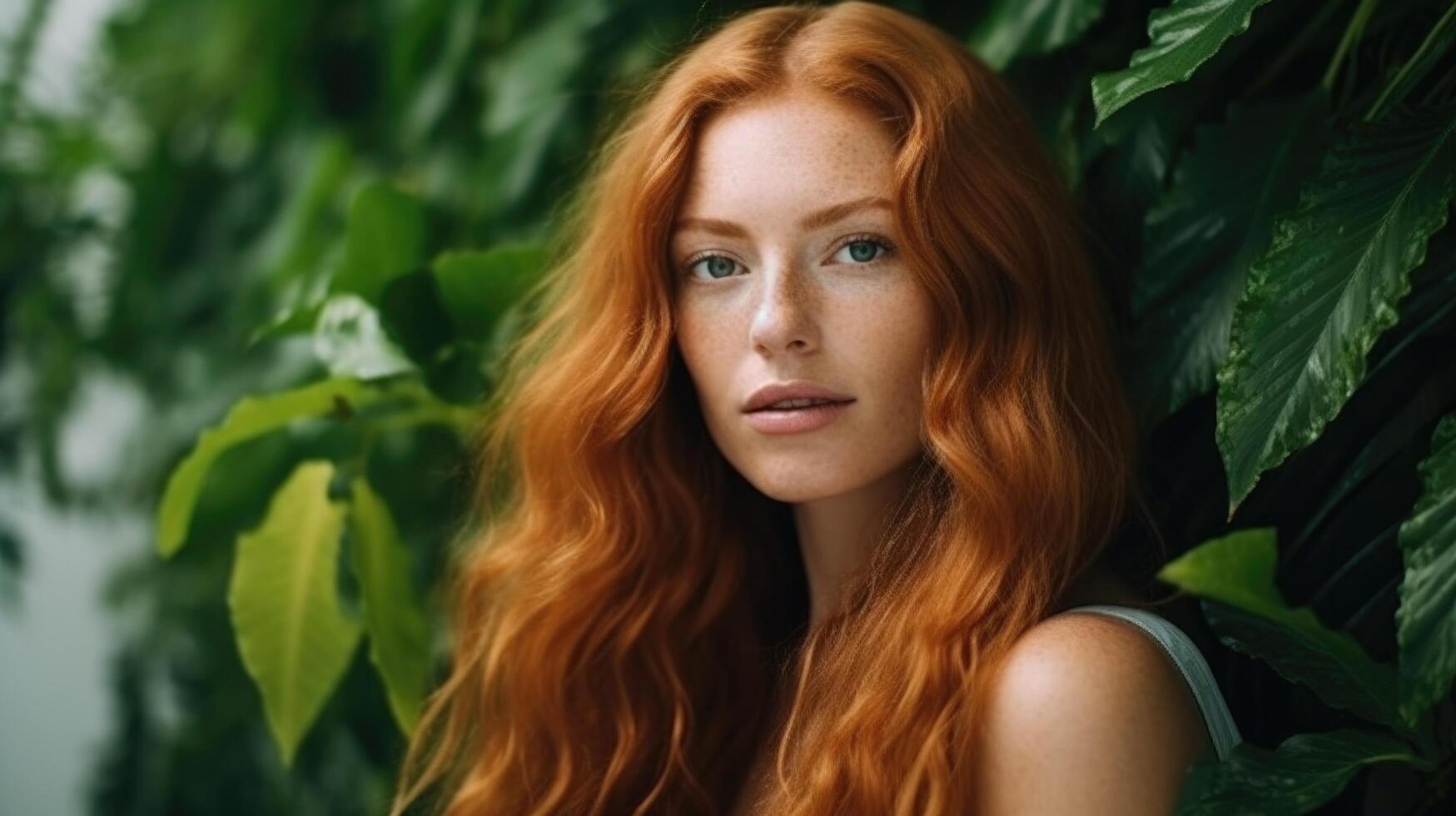 Beauty Portrait Of Ginger Woman With Long Hair Illustration 23695808