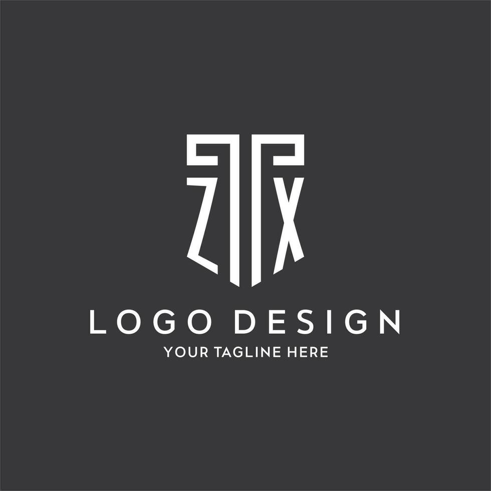 ZX monogram initial name with shield shape icon design 23706673 Vector Art at Vecteezy