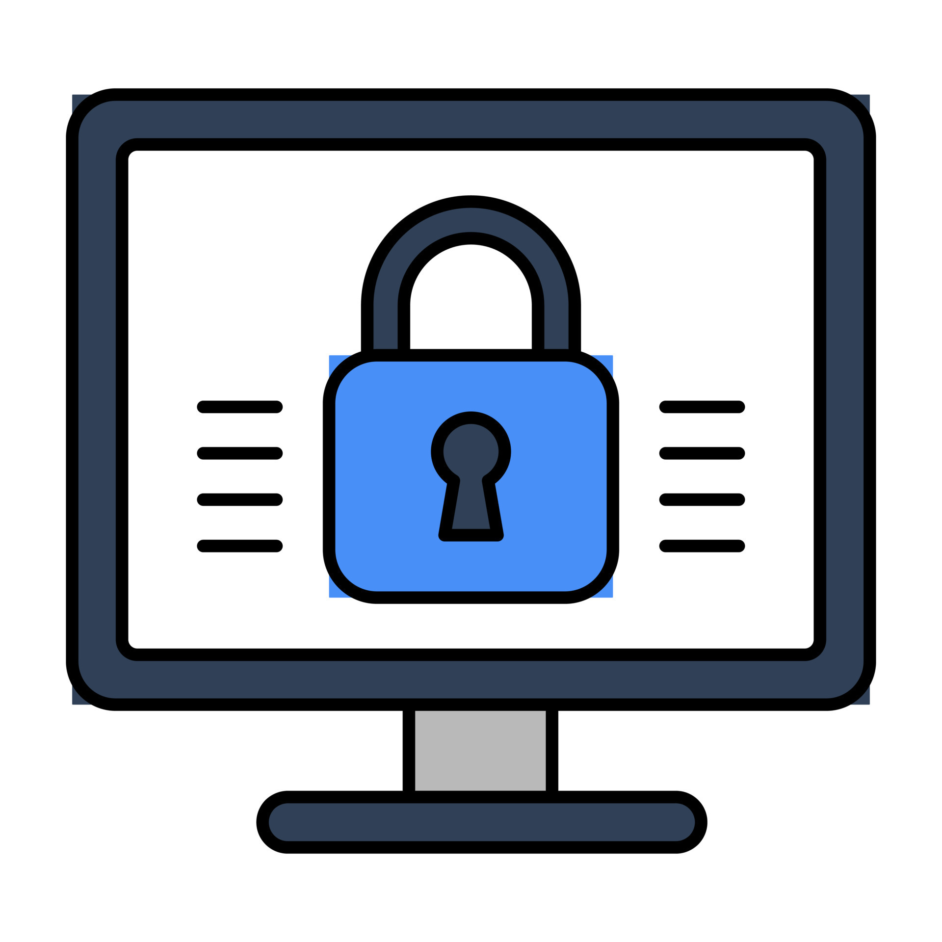Computer With Padlock Showcasing System Security Icon 23709624 Vector