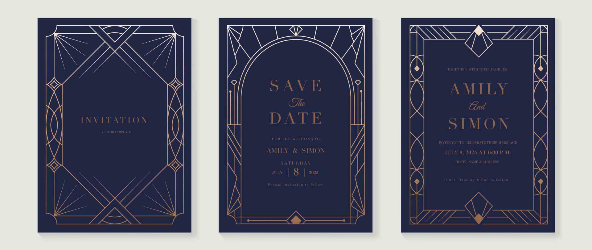 Luxury Geometric Pattern Cover Template Set Of Art Deco Poster Design