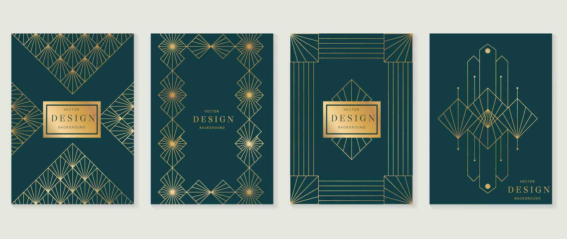 Luxury Geometric Pattern Cover Template Set Of Art Deco Poster Design