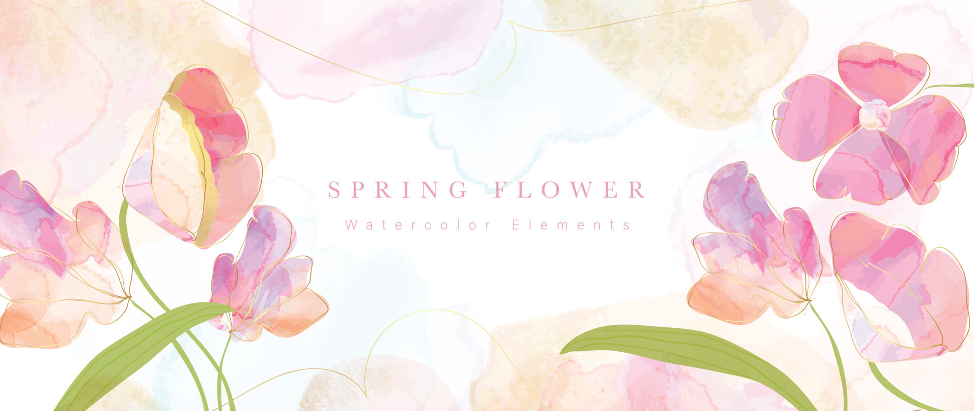 Spring floral in watercolor vector background. Luxury flower wallpaper ...