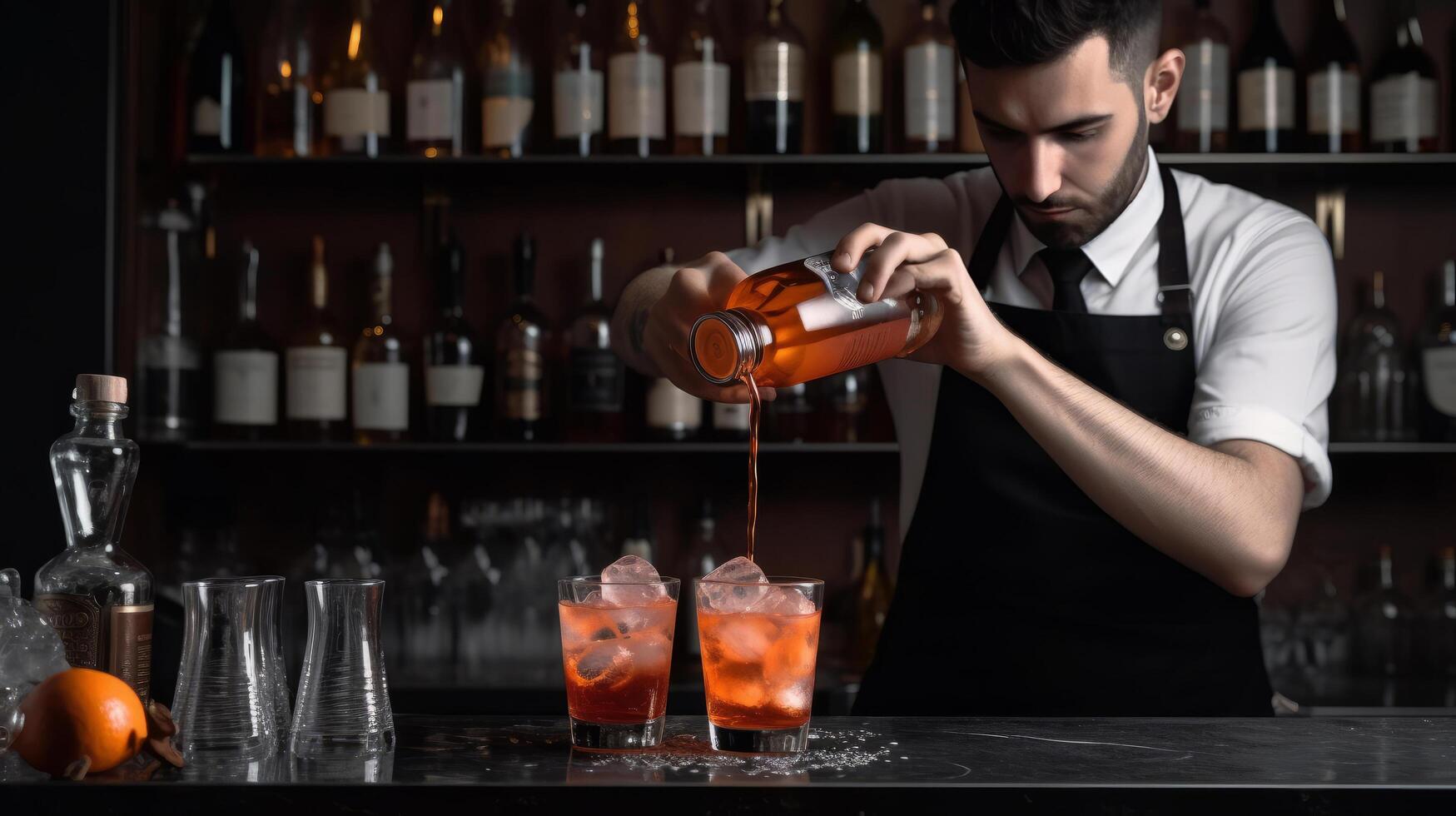 Bartender preparing cocktail. Illustration AI Generative 23712245 Stock Photo at Vecteezy