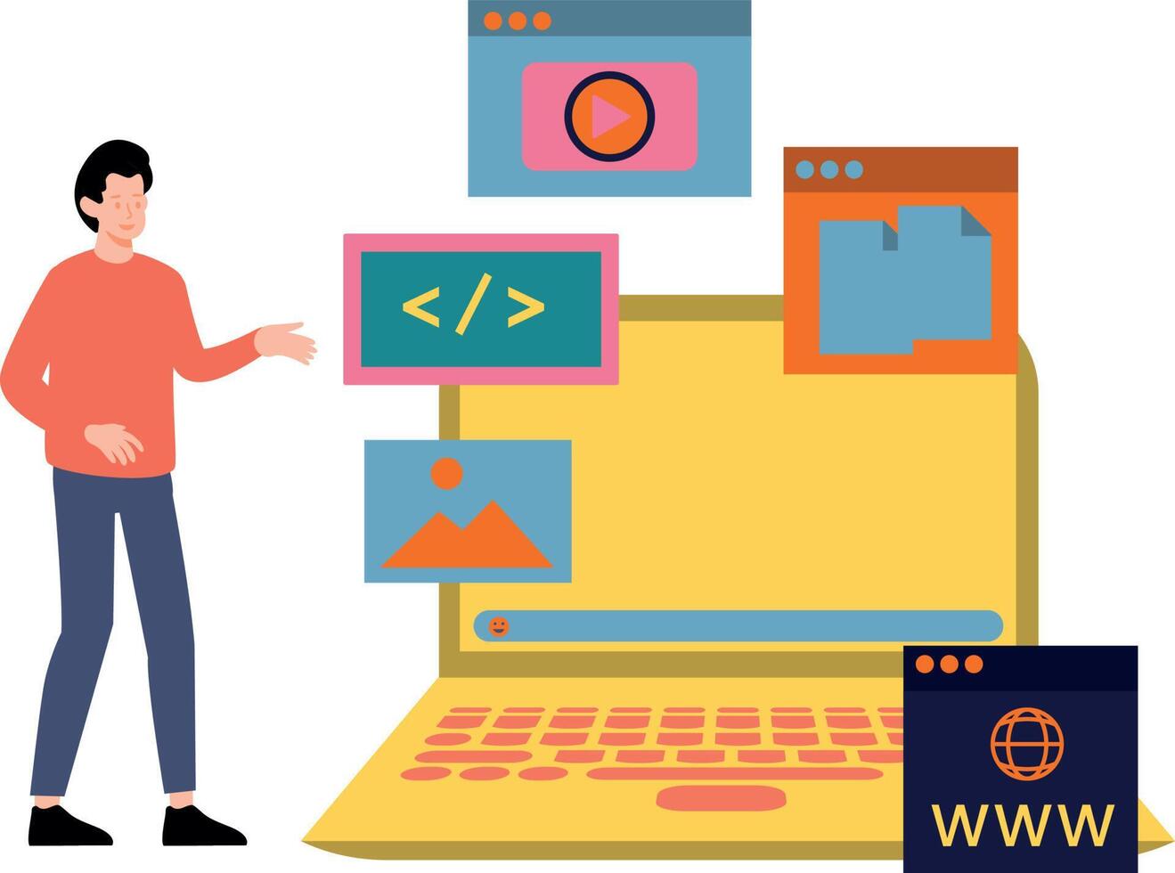 The guy is working on product coding. 23723375 Vector Art at Vecteezy