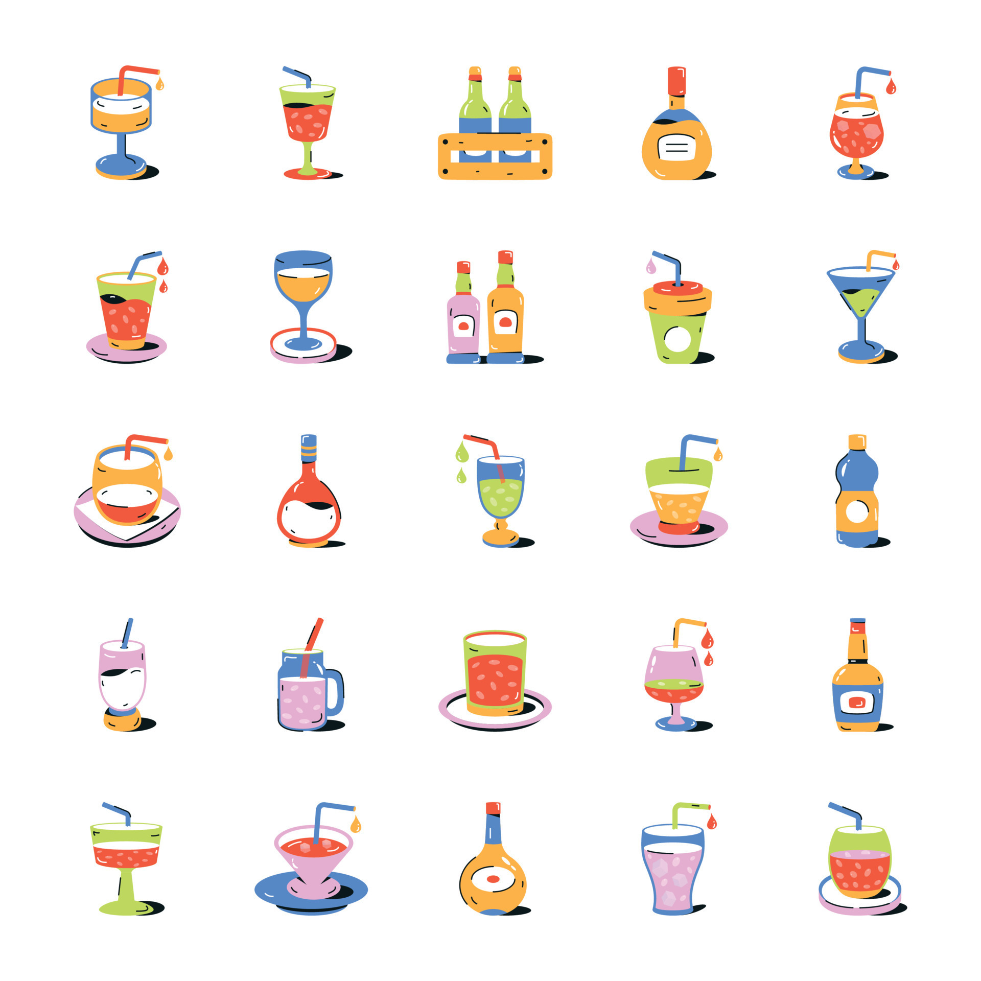 Set Of Birthday Accessories Flat Icons 23730420 Vector Art At Vecteezy