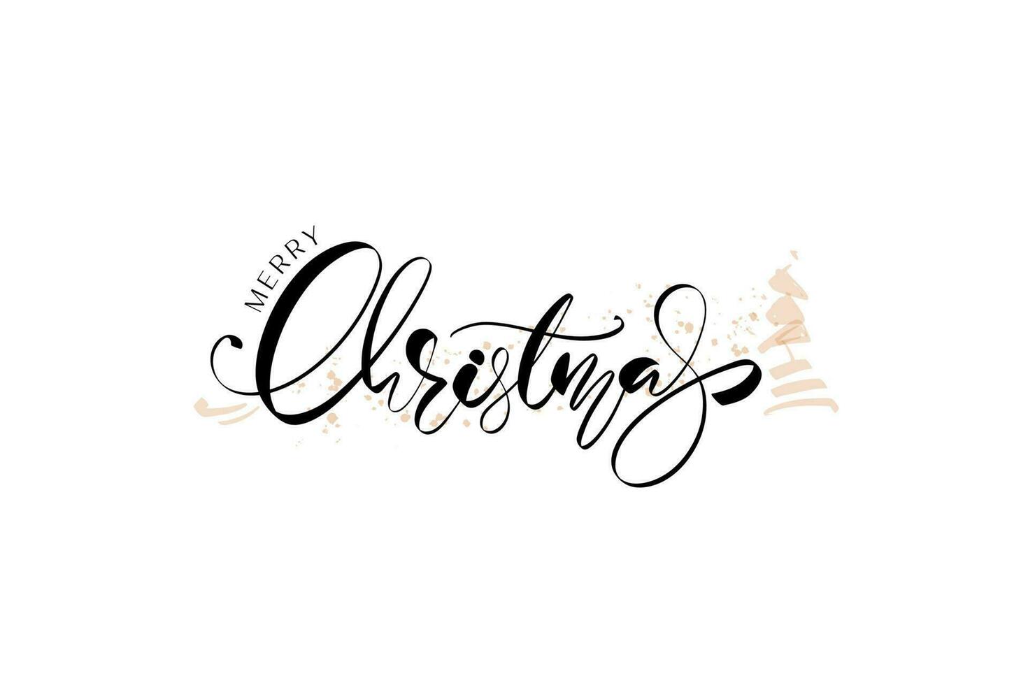 Merry Christmas Vector Brush Lettering Hand Drawn Modern Brush