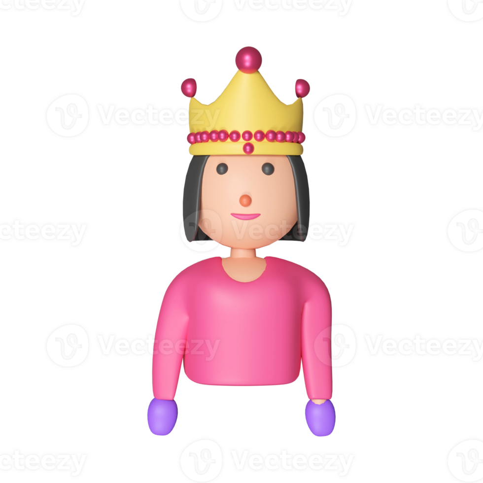 3d Render Of Beautiful Woman Or Girl Wearing Golden Crown 23741501 Png