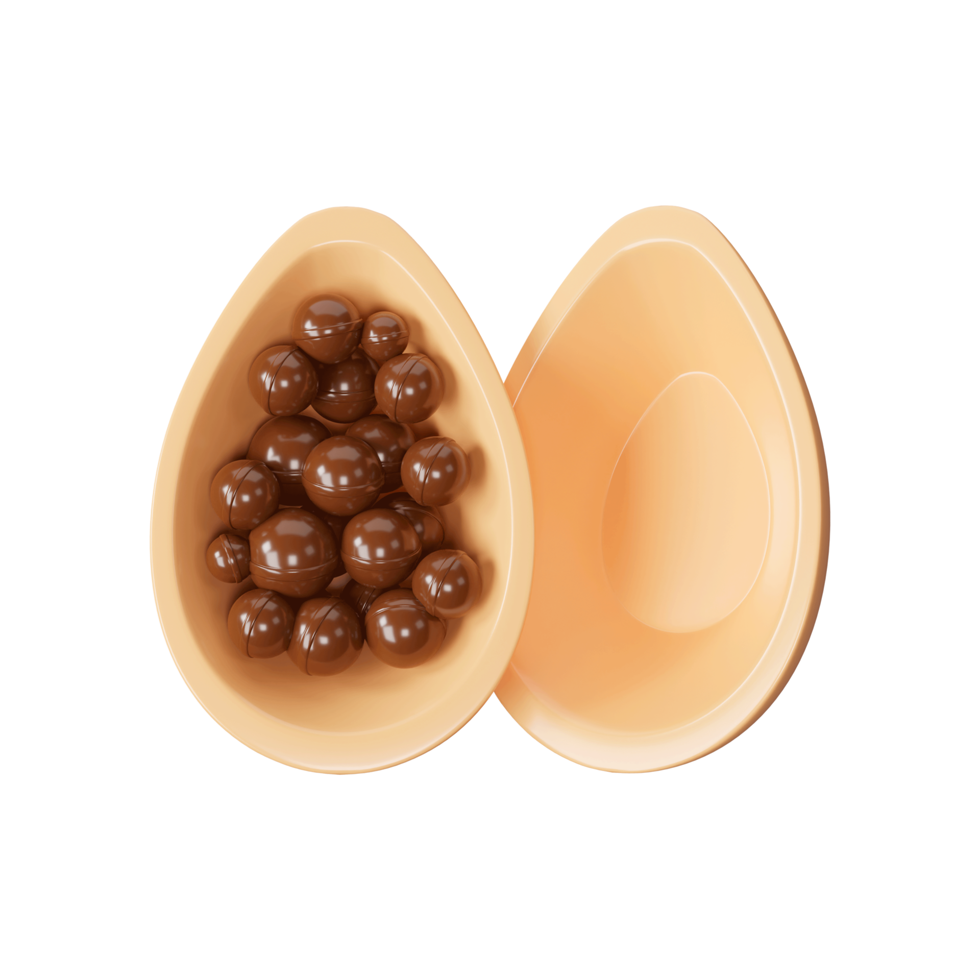 3d Rendering Of Chocolate Balls Inside Egg Shape Frame 23742146 Png