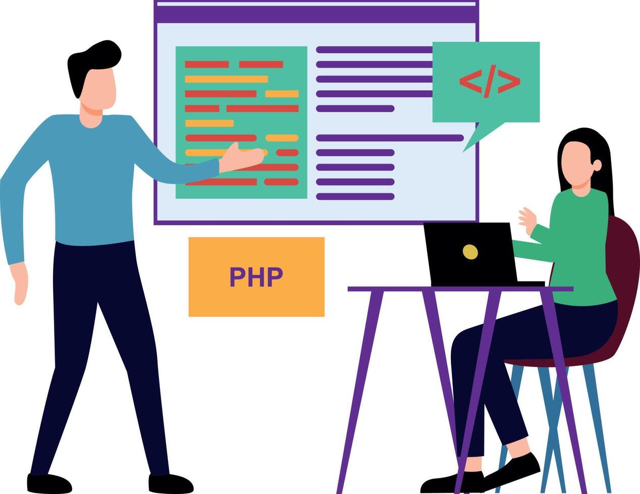 The Girl Is Coding Php 23742752 Vector Art At Vecteezy 1845