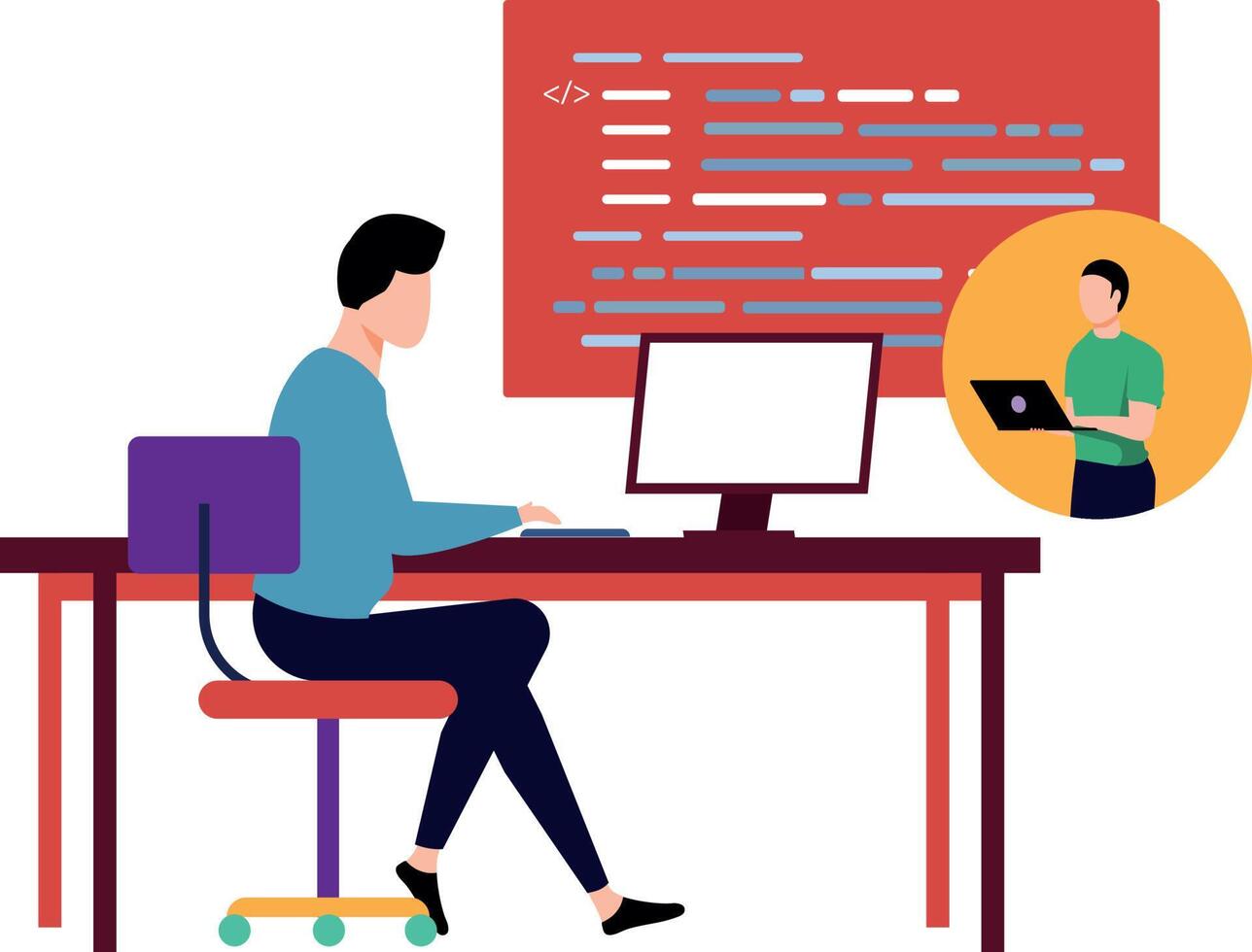 The boy is coding. 23742775 Vector Art at Vecteezy