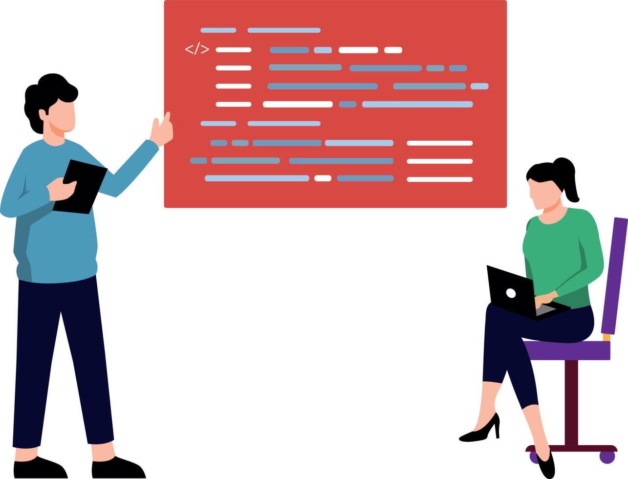 A Girl Working On Coding Programming 23742780 Vector Art At Vecteezy