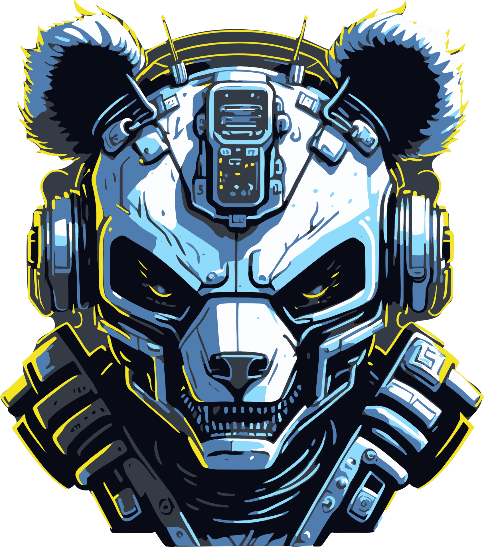 Panda Robot Head Cartoon Illustration With 23742926 Png