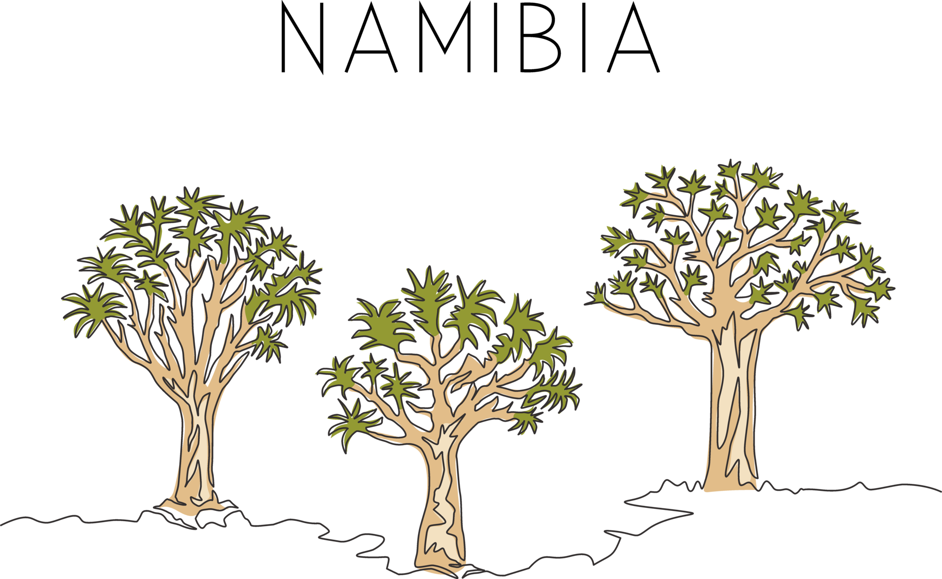 Single Continuous Line Drawing Of Quiver Tree Forest Decorative