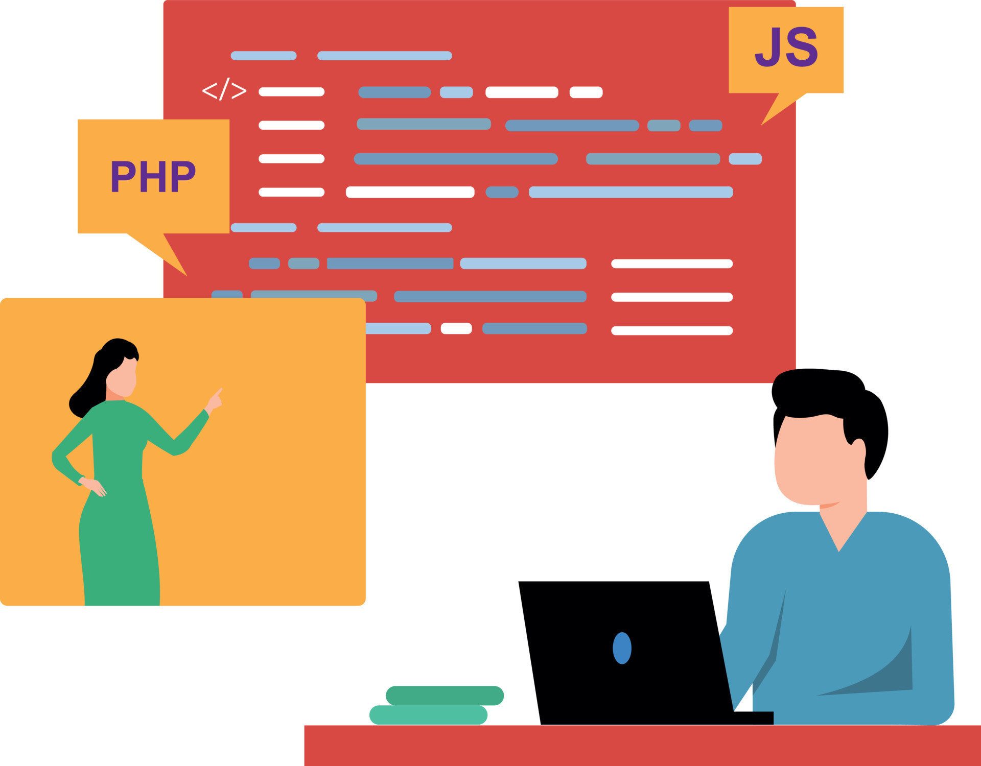 The Guy Is Coding Php 23743367 Vector Art At Vecteezy