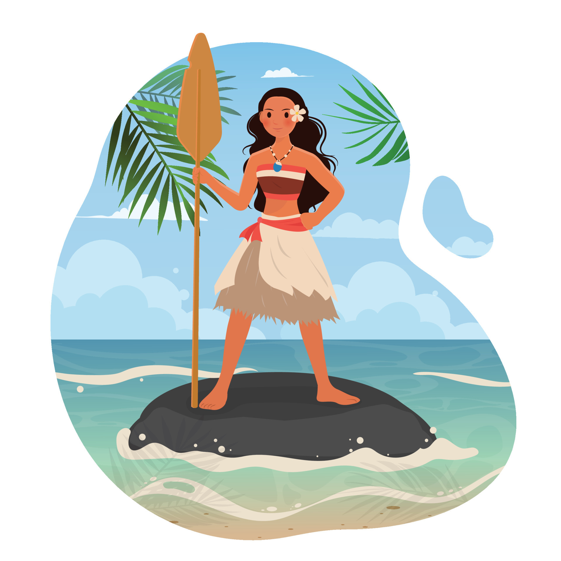 Polynesian Girl In The Beach 23750596 Vector Art At Vecteezy