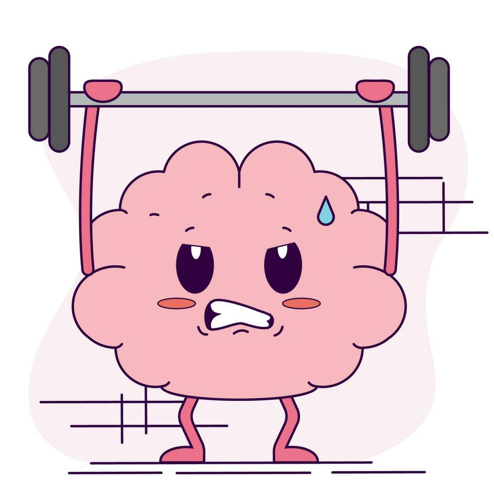 Isolated Cute Brain Cartoon Character Doing Exercises Vector Illustration 23751050 Vector Art At