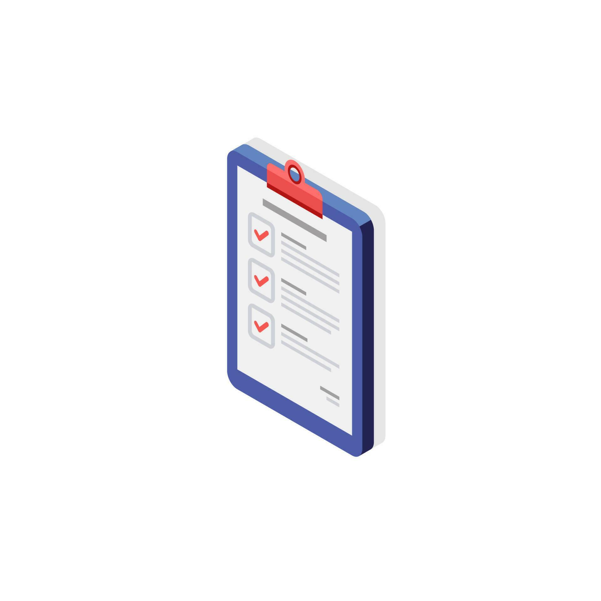Checklist Isometric left view - Shadow icon vector isometric. Flat style vector illustration ...