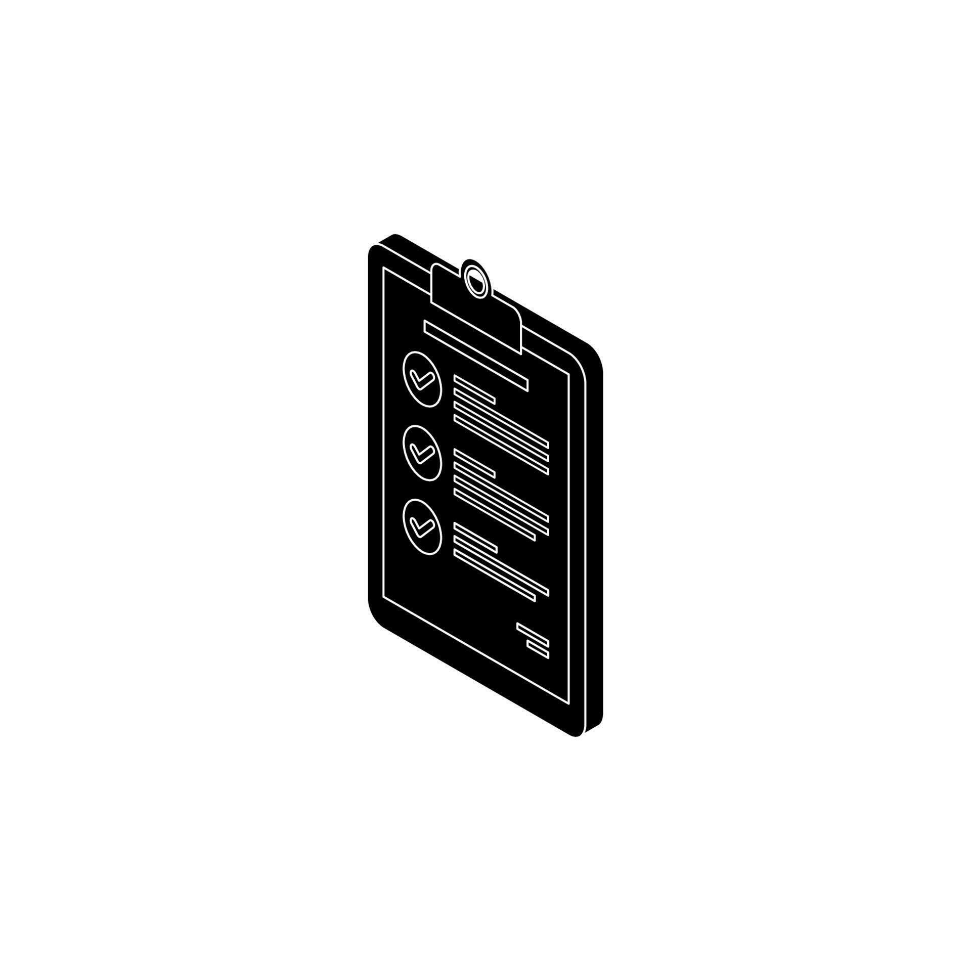 Checklist Isometric left view - White Outline icon vector isometric ...