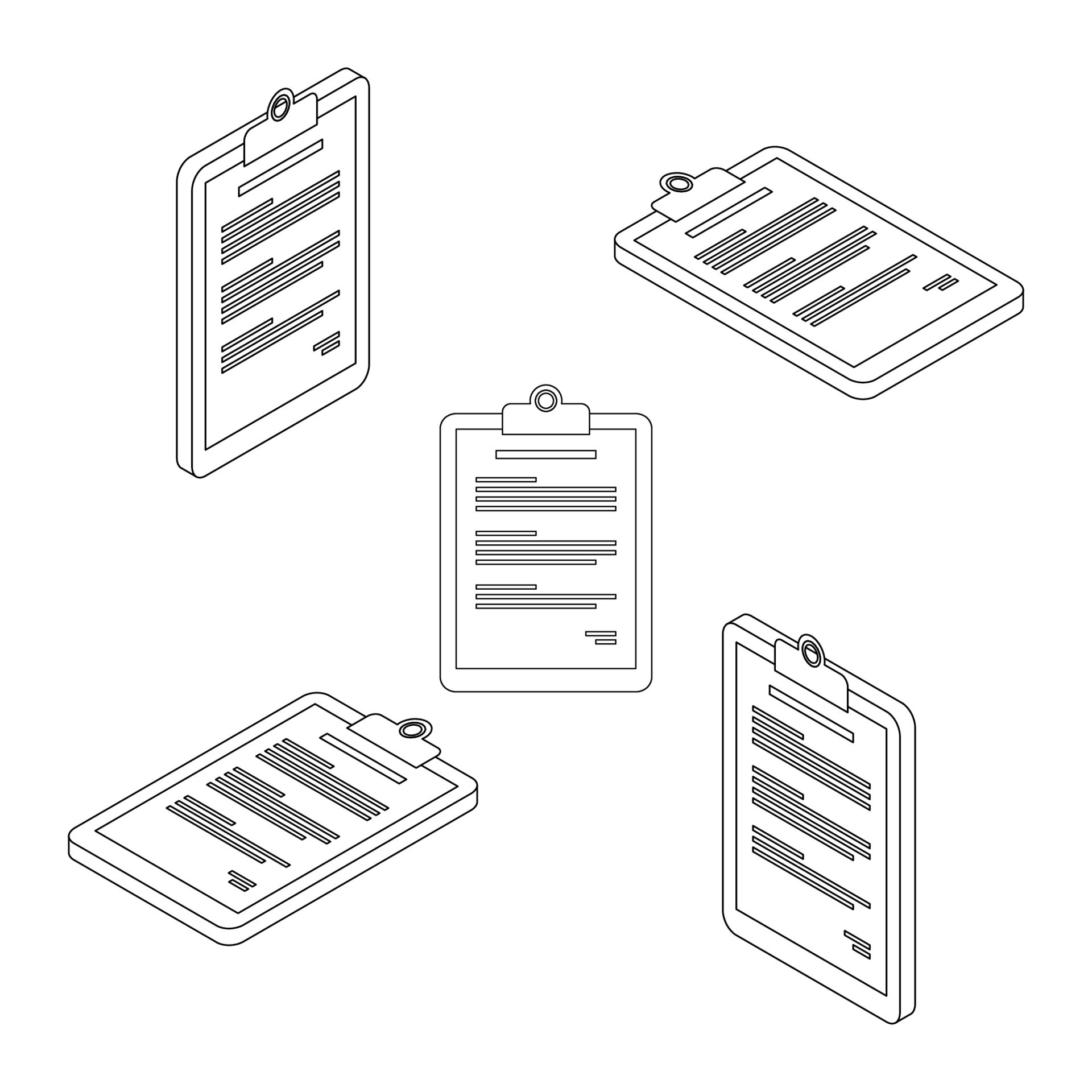 Clipboard Isometric And Flat Black Outline Icon Vector Flat Style Vector Illustration