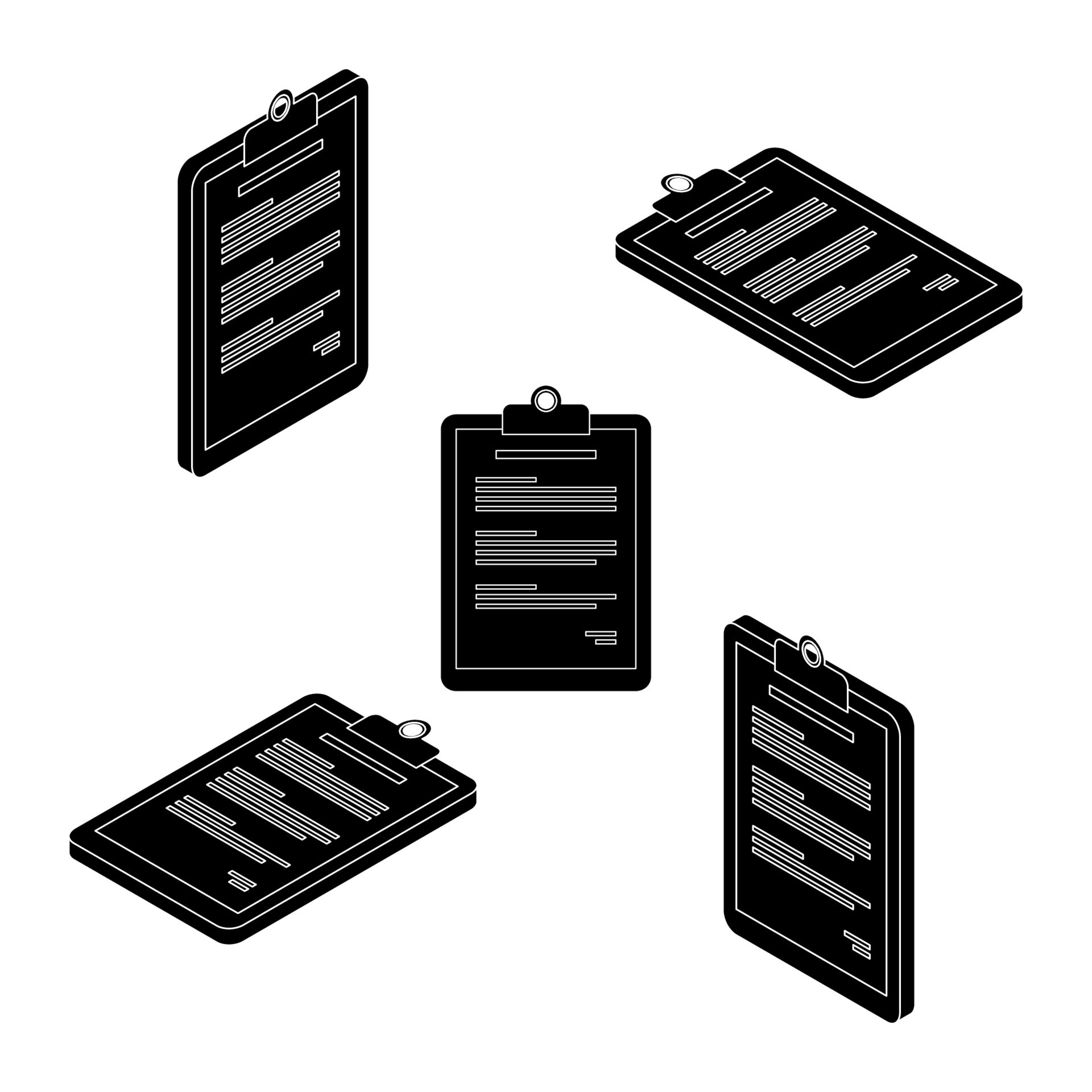Clipboard Isometric And Flat White Outline Icon Vector Flat Style Vector Illustration