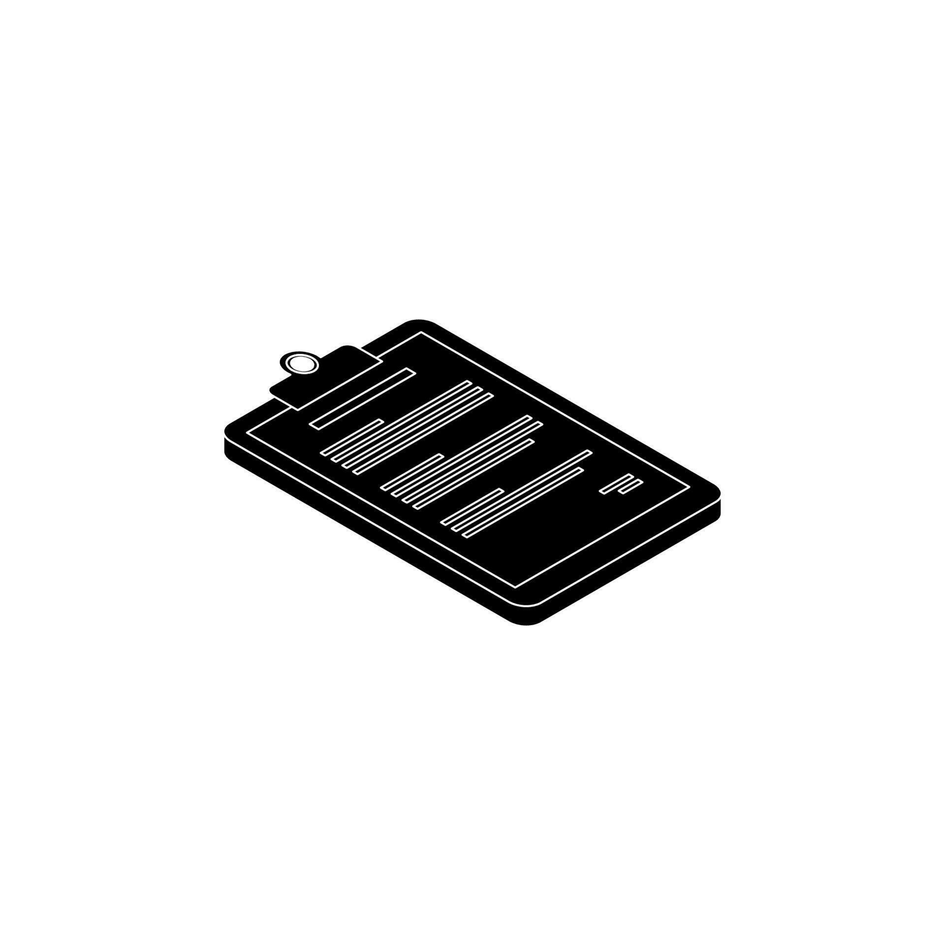 Clipboard Isometric Right View White Outline Icon Vector Isometric Flat Style Vector