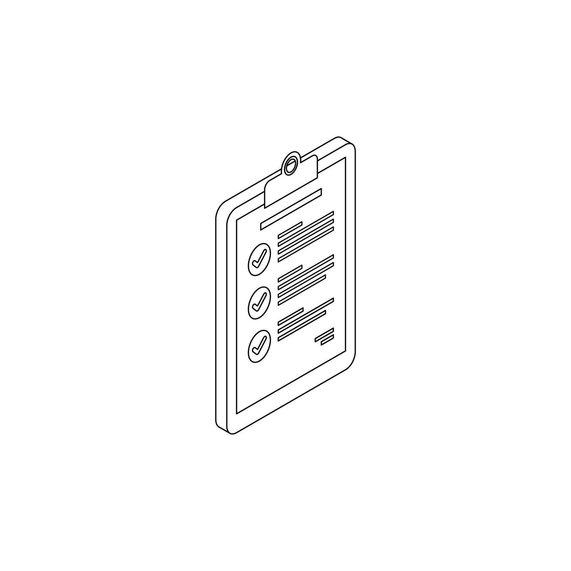 Checklist Isometric right view - Black Outline icon vector isometric ...