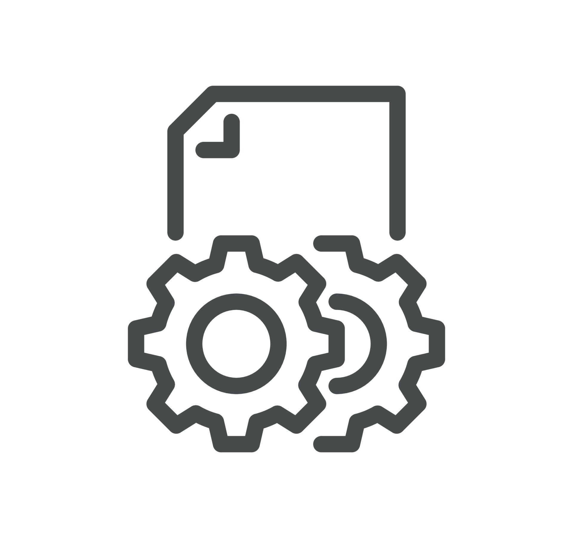 Document flow management related icon outline and linear vector ...