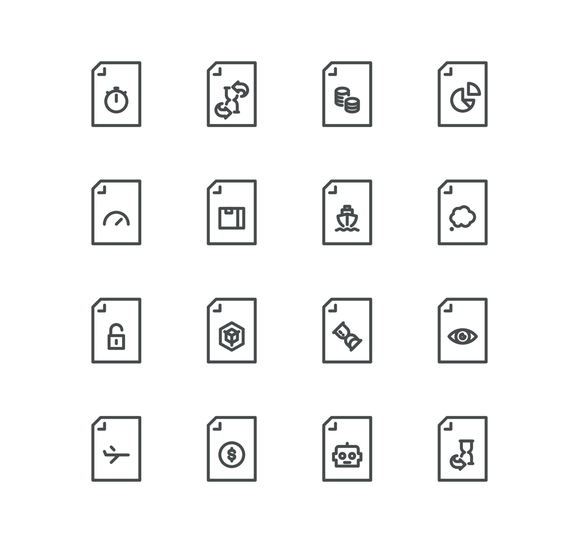 Set Of Document Flow Management Related Icons Form Data Document Batch Processing