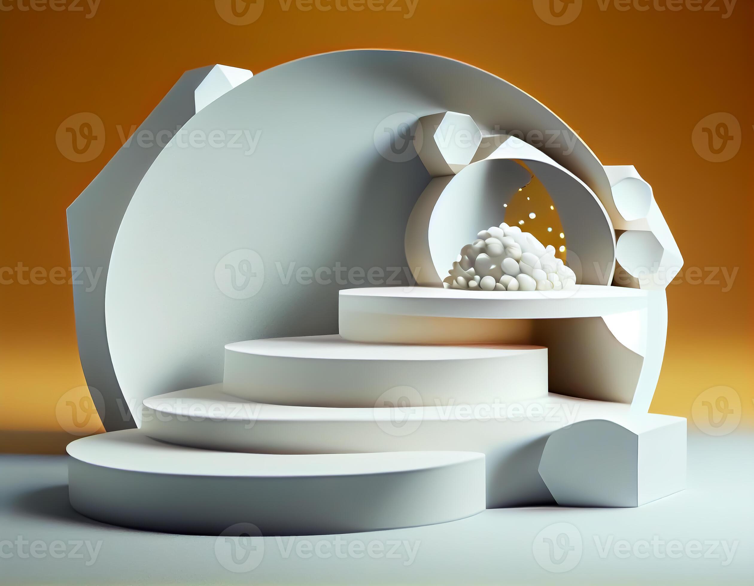 Abstract 3d podium for product presentation with geometric shapes, Empty round podium,Platforms ...