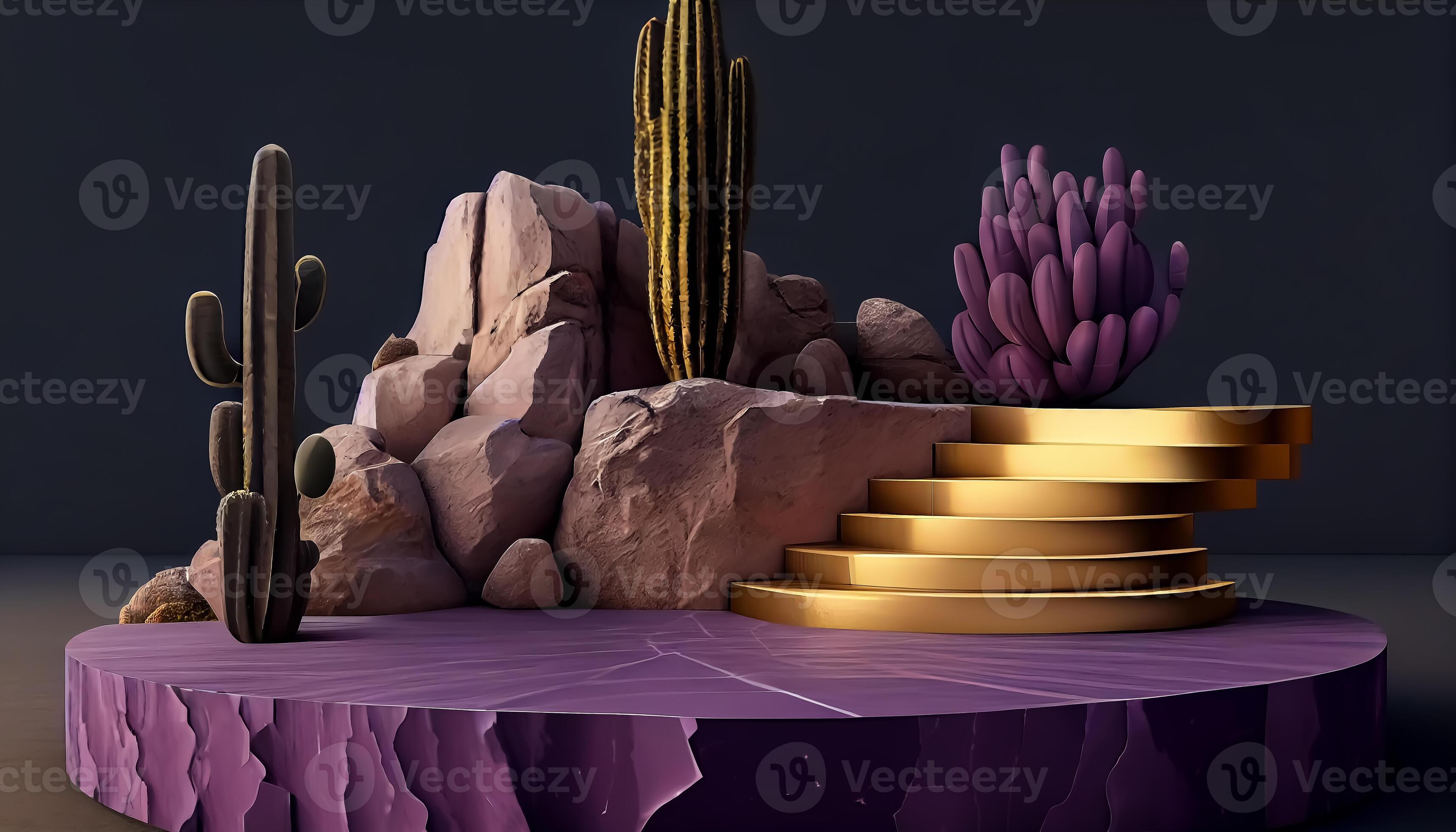 Abstract 3d podium for product presentation with geometric shapes, Empty round podium,Platforms ...