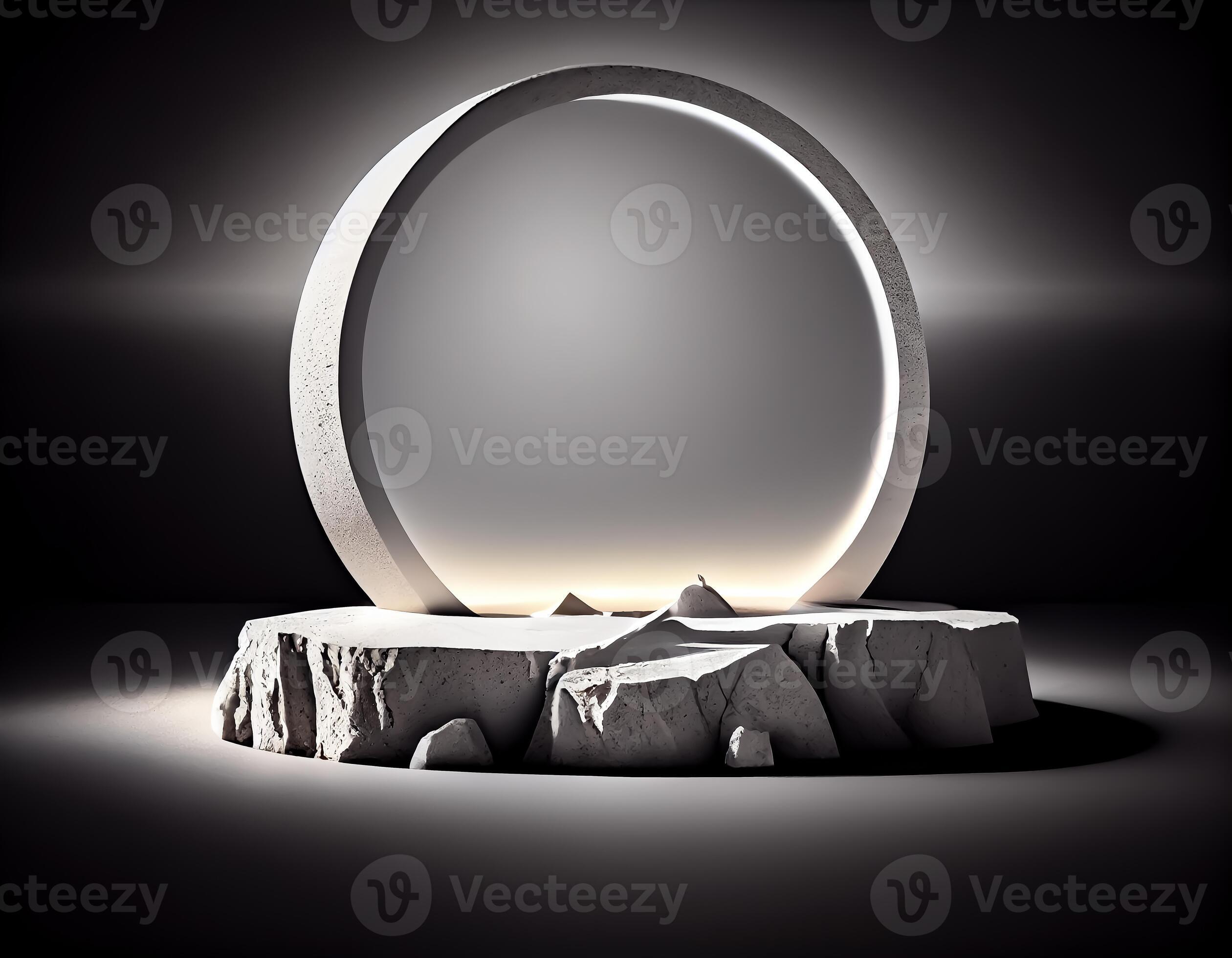 Abstract 3d podium for product presentation with geometric shapes, Empty round podium,Platforms ...