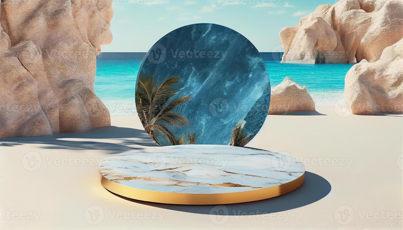 Abstract 3d podium for product presentation with geometric shapes, Empty round podium,Platforms ...