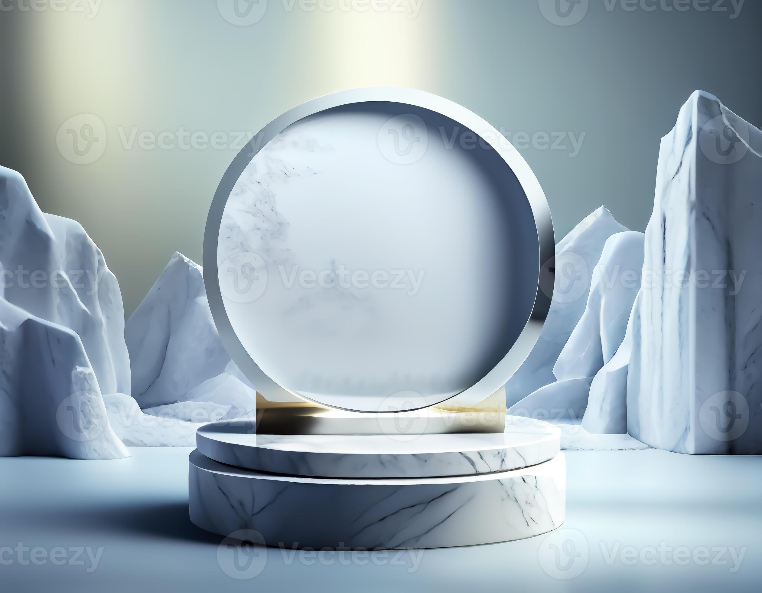 Abstract 3d podium for product presentation with geometric shapes, Empty round podium,Platforms ...