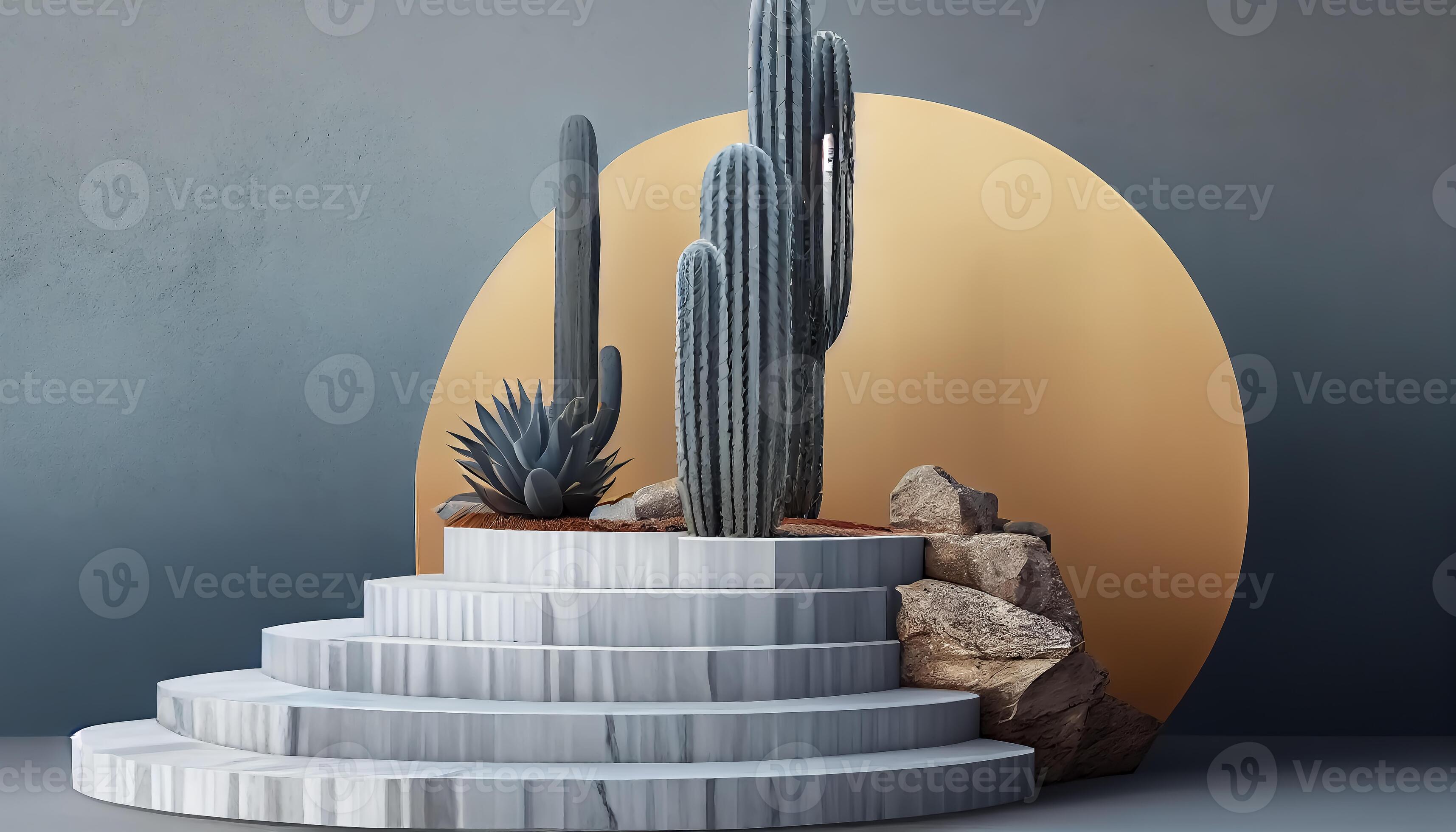 Abstract 3d podium for product presentation with geometric shapes, Empty round podium,Platforms ...