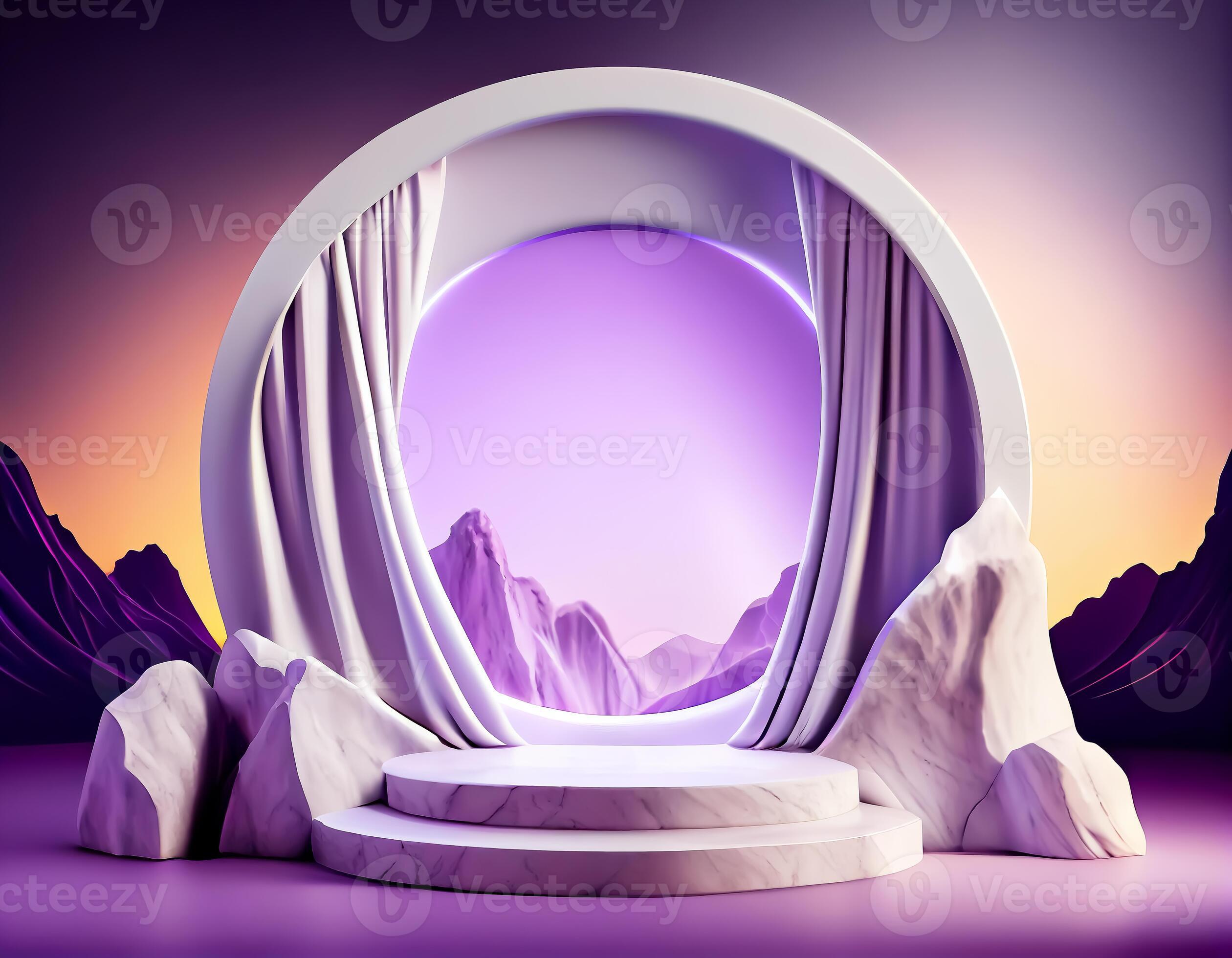 Abstract 3d podium for product presentation with geometric shapes, Empty round podium,Platforms ...