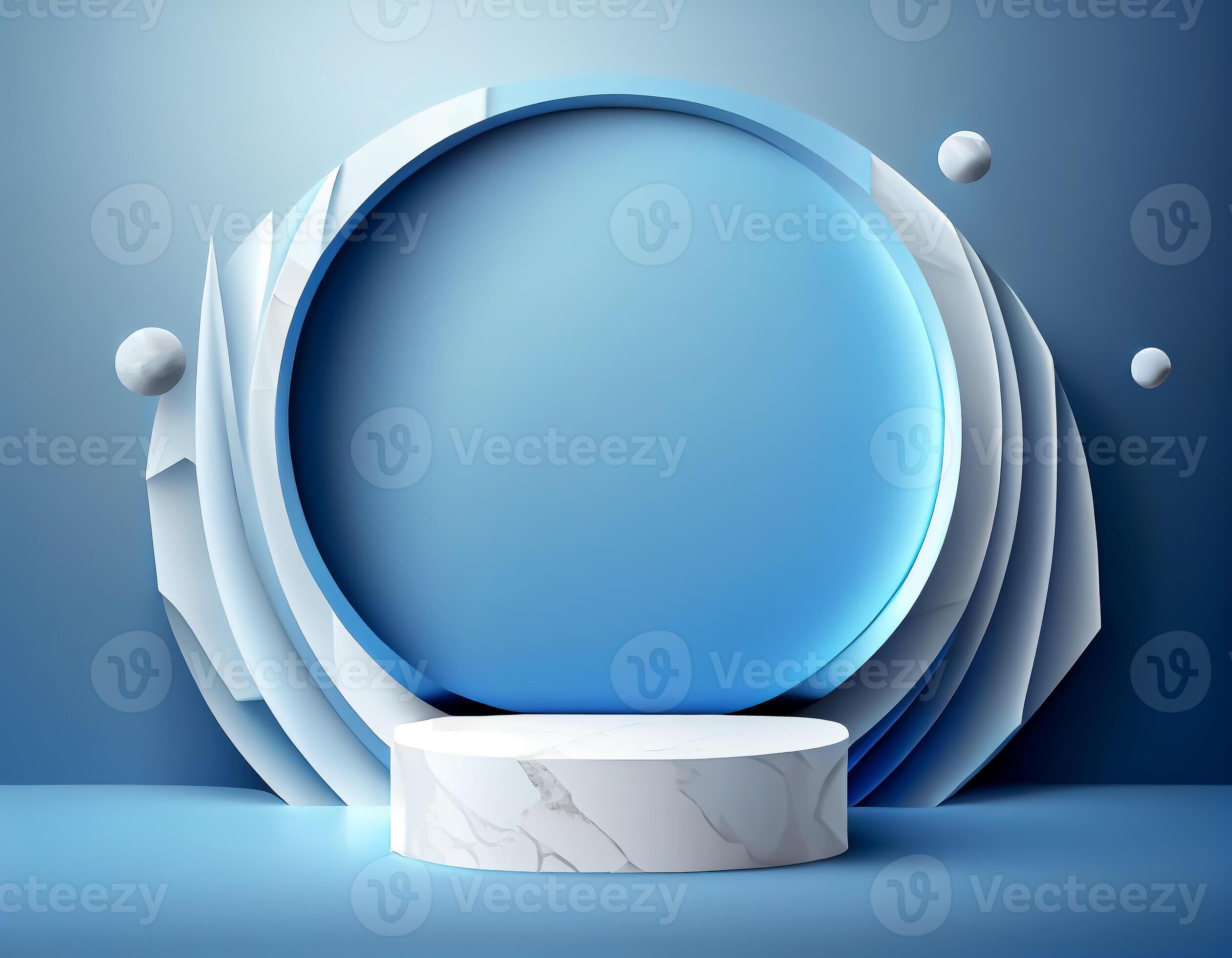 Abstract 3d podium for product presentation with geometric shapes, Empty round podium,Platforms ...