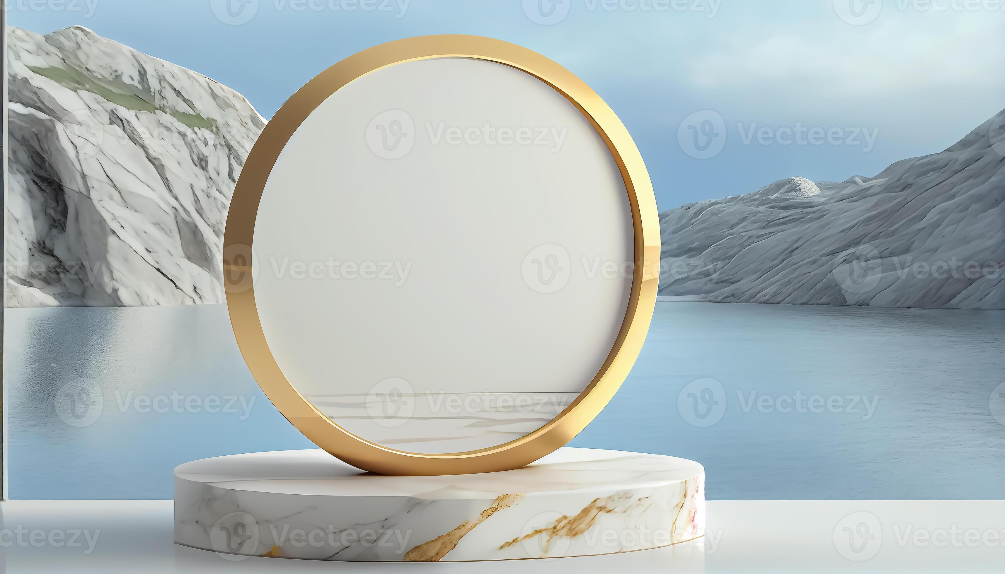 Abstract 3d podium for product presentation with geometric shapes, Empty round podium,Platforms ...