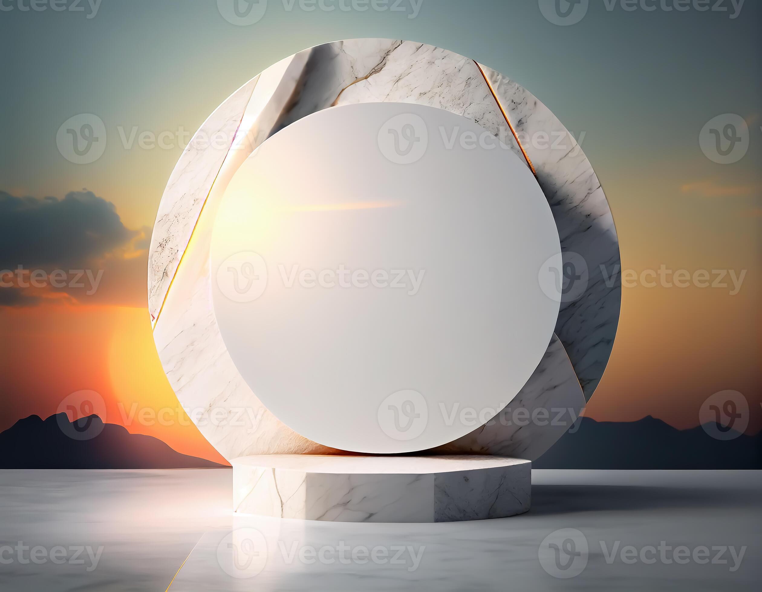 Abstract 3d podium for product presentation with geometric shapes, Empty round podium,Platforms ...