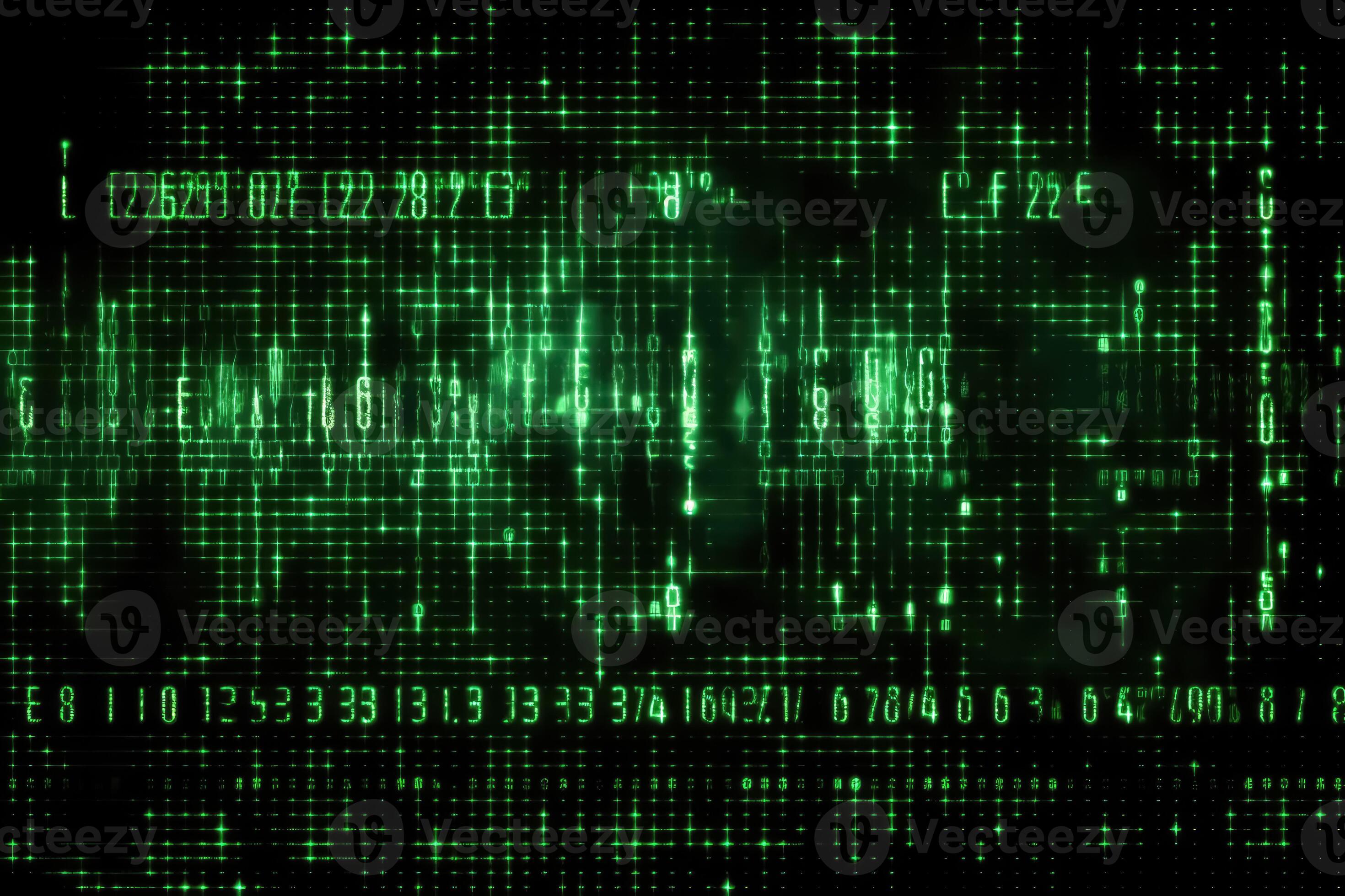A hacking background with binary and hexdecimal code on a screen created with technology ...