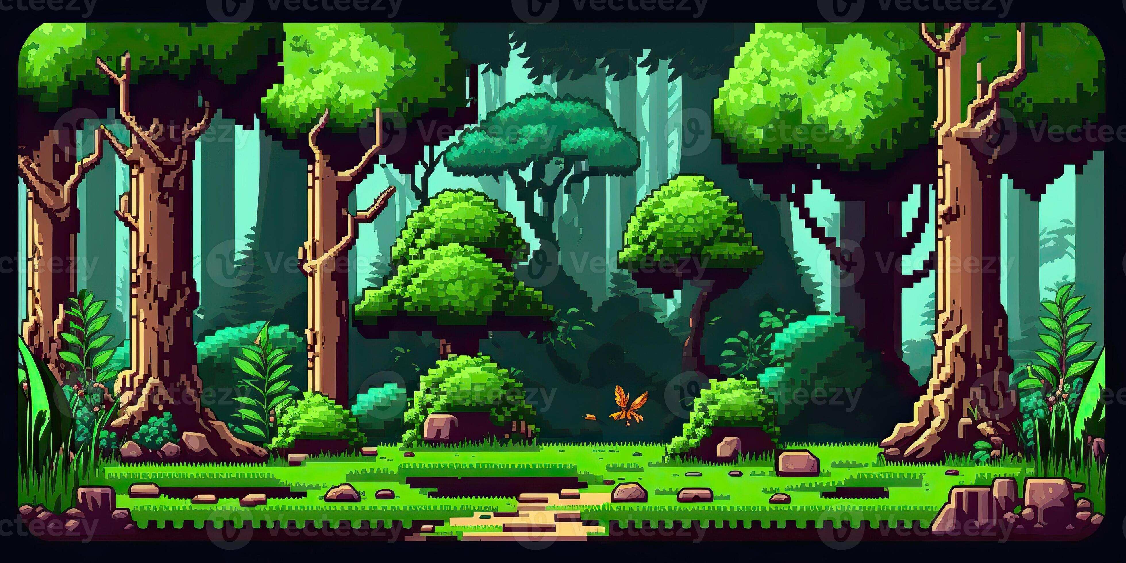 8 bit abstract forest scene. Can be used for retro games or graphic design. Graphic Art 23779173 ...