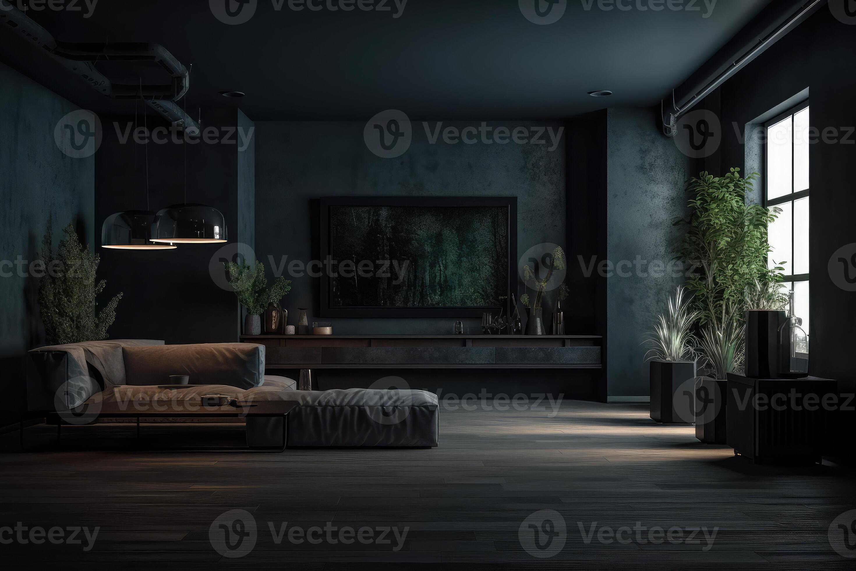 Modern dark home interior background, wall mockup . 23780703 Stock Photo at Vecteezy