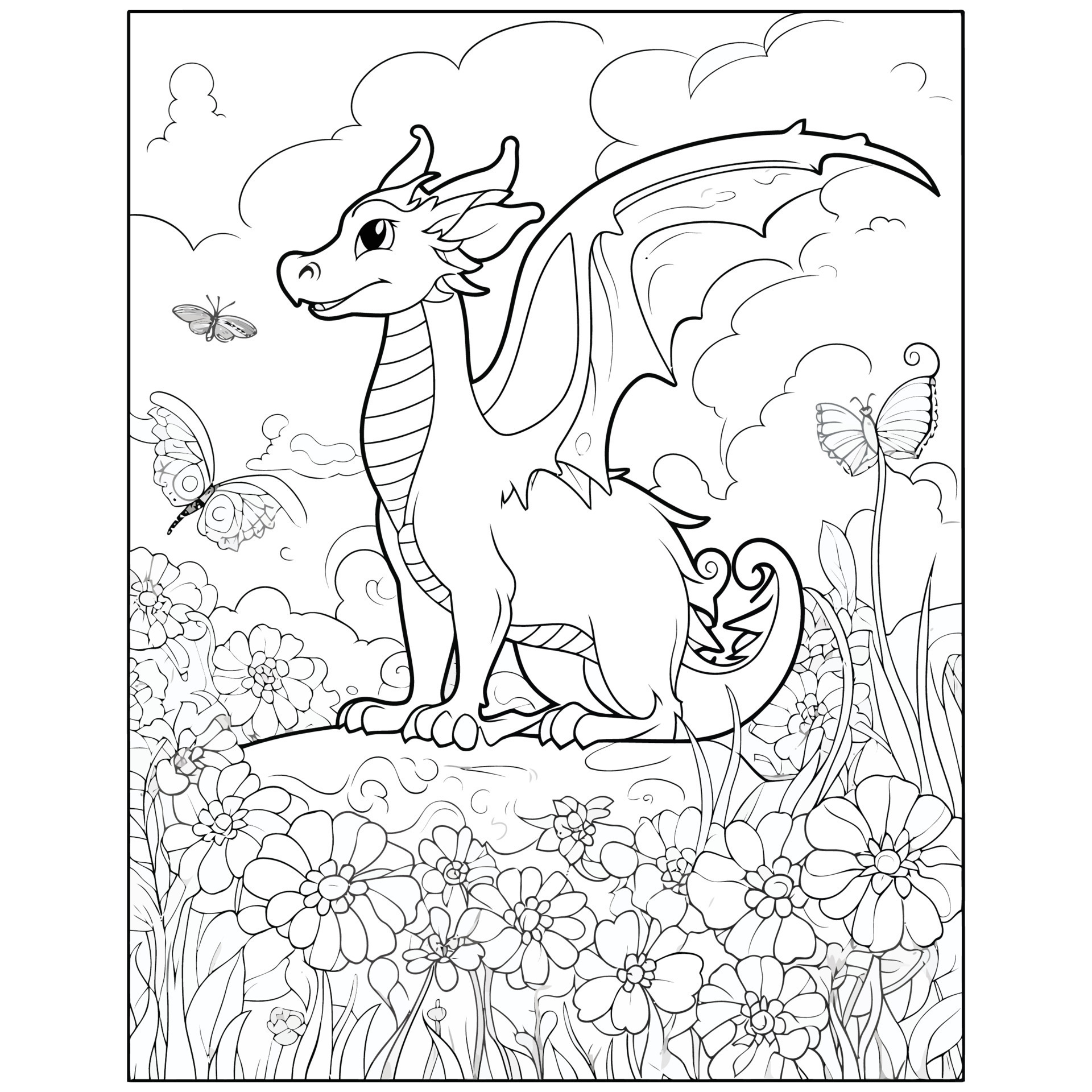 Cute Dragon Coloring Book Pages 23781466 Vector Art at Vecteezy