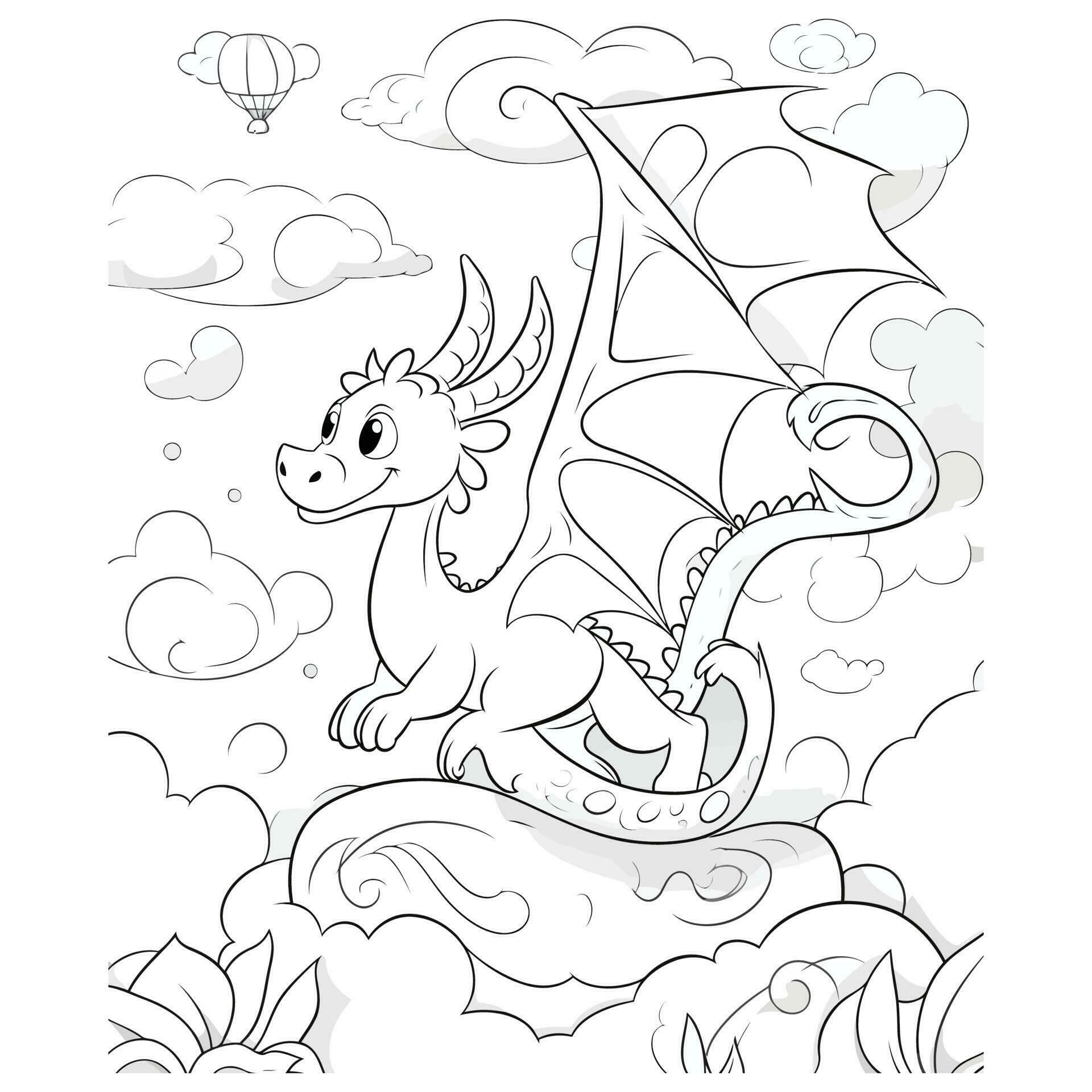 Cute Dragon Coloring Book Pages 23781467 Vector Art at Vecteezy