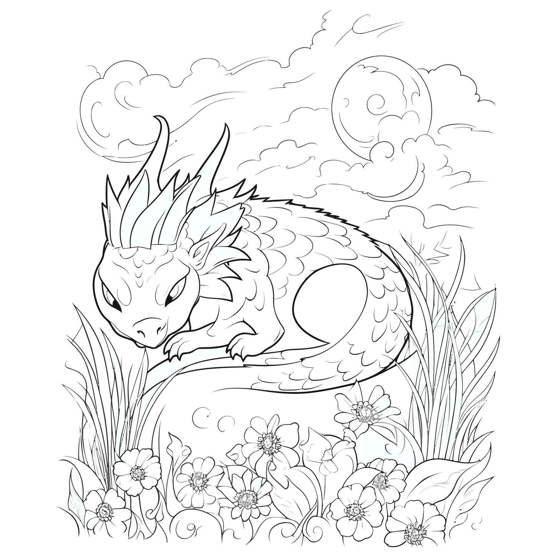 Cute Dragon Coloring Book Pages 23781473 Vector Art at Vecteezy