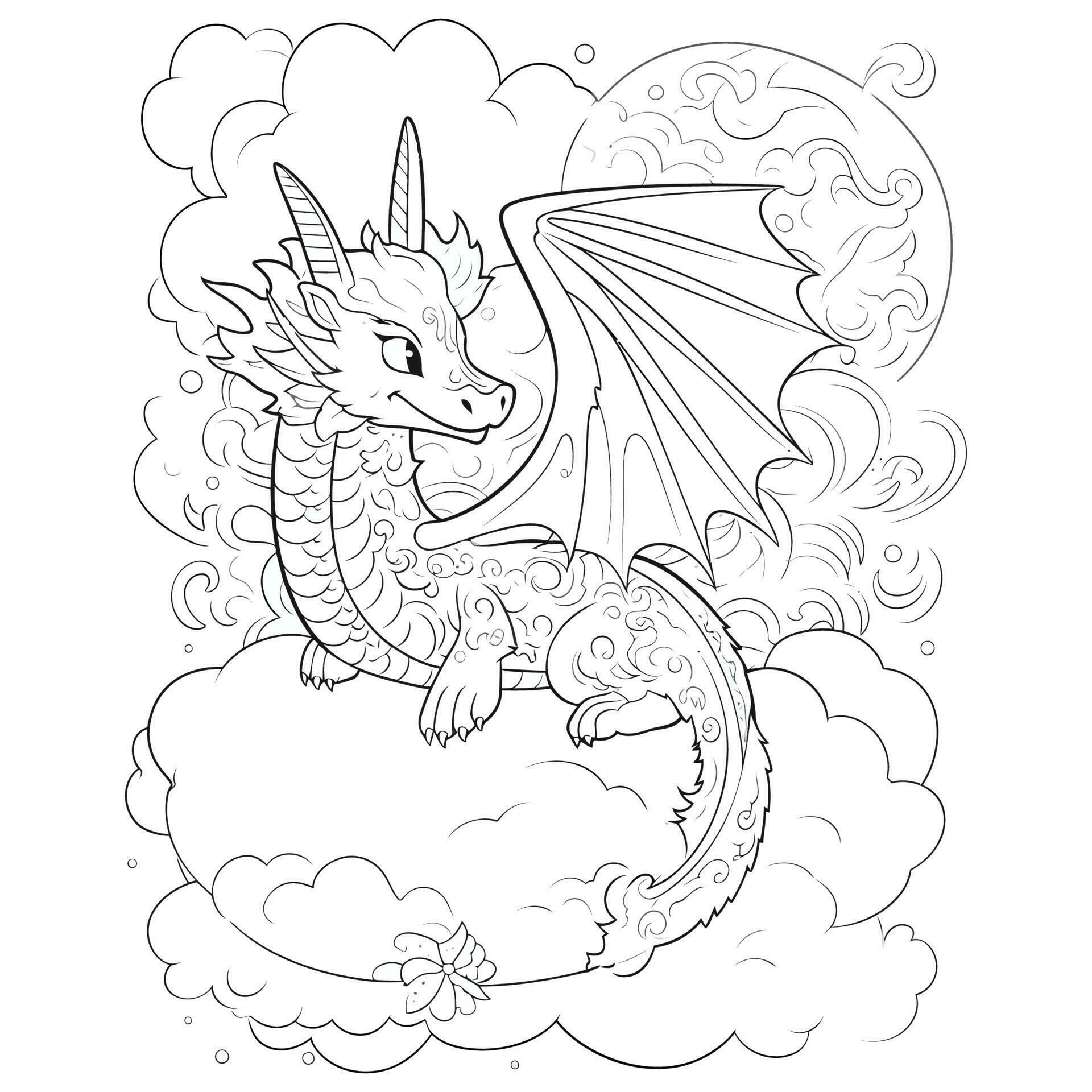 Cute Dragon Coloring Book Pages 23781475 Vector Art at Vecteezy