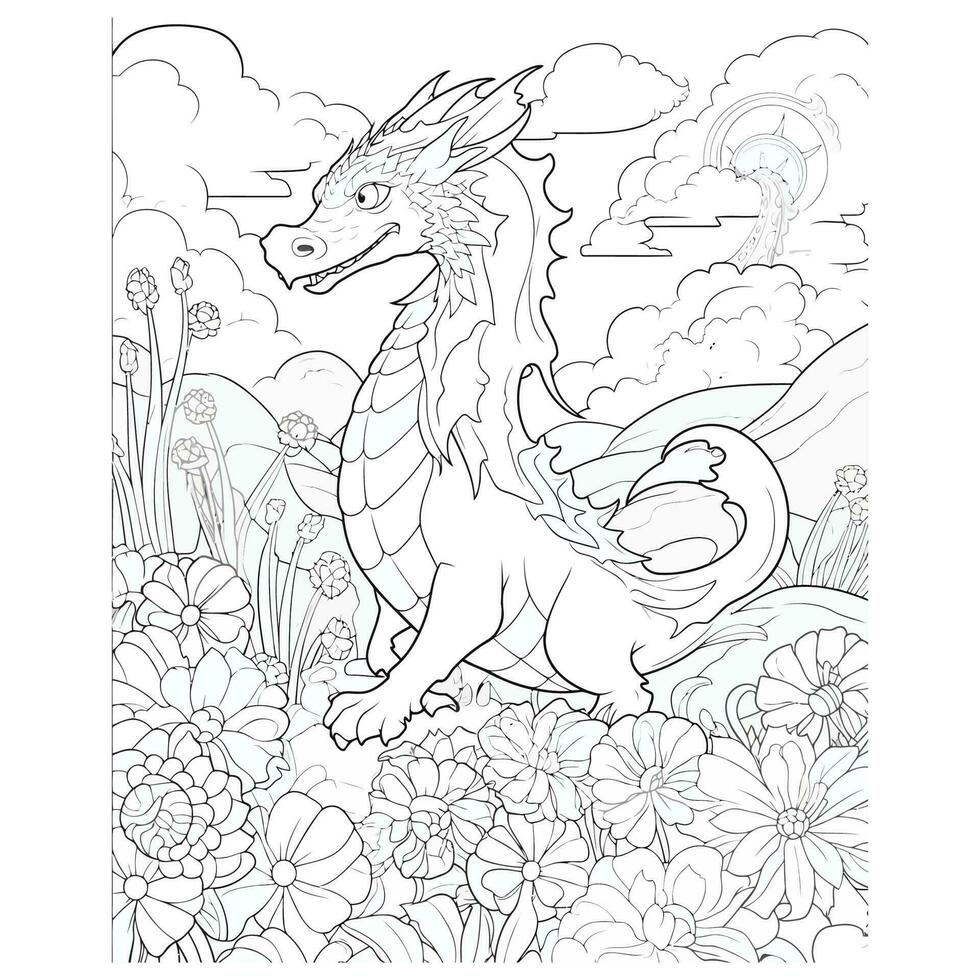 Cute Dragon Coloring Book Pages 23781477 Vector Art at Vecteezy